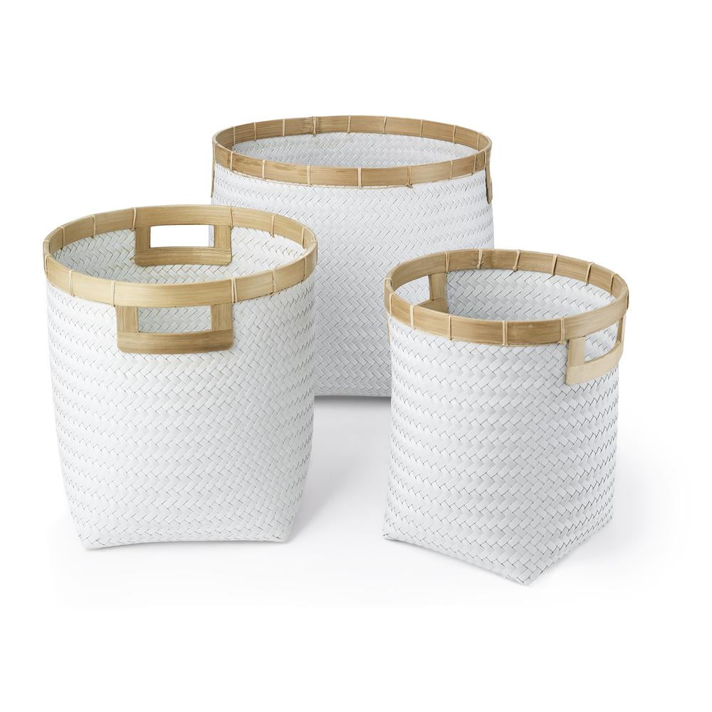 Baum Set Of Three Round Top And Square Bottom Bamboo Baskets With Cut ...