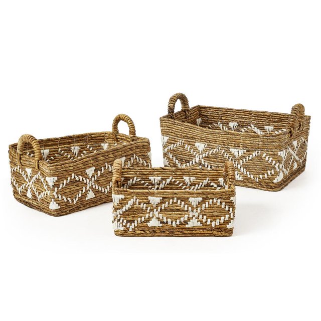Baum Set Of Three Rectangular Banana Baskets With Ear Handles And ...