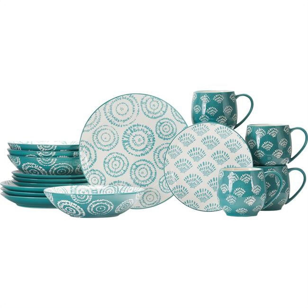 Baum TAN16B Tammee Dinnerware Set, Blue & White - 16 Piece - Walmart.com