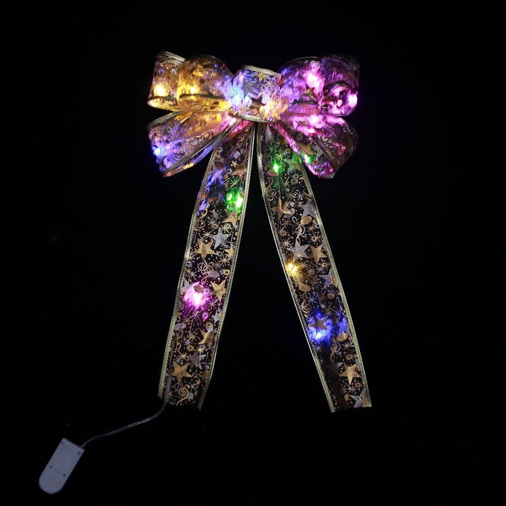 Baumaty Christmas LED Tree Topper, Light Up Ribbon Bow, Gold ...