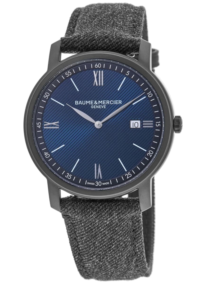Baume & Mercier Classima Quartz Blue Dial Grey Fabric Strap Men's Watch ...