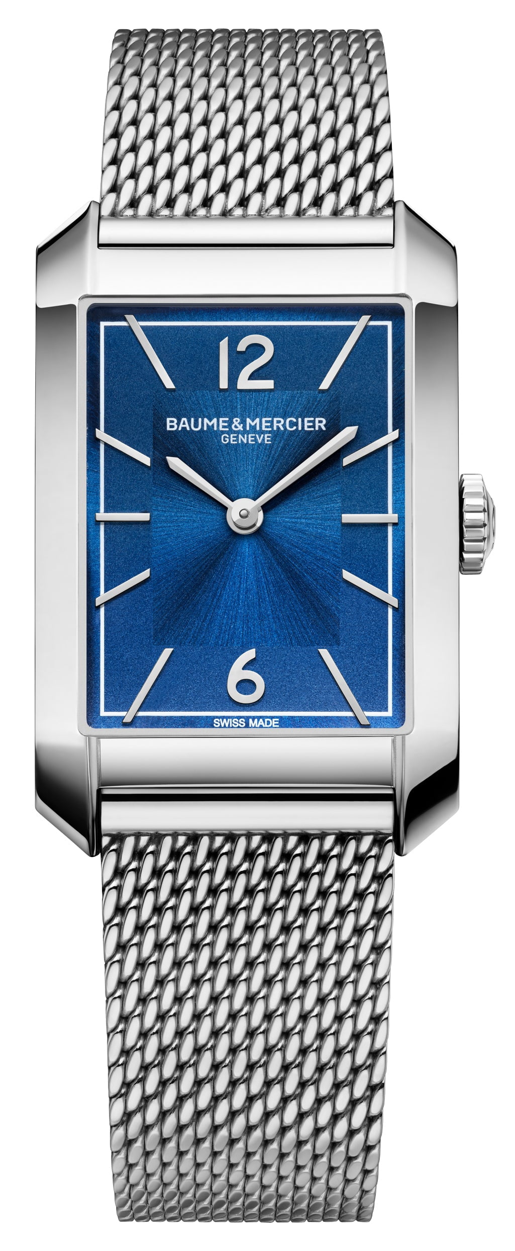 Baume & Mercier Hampton Stainless Steel Mesh Blue Dial Quartz Mens ...
