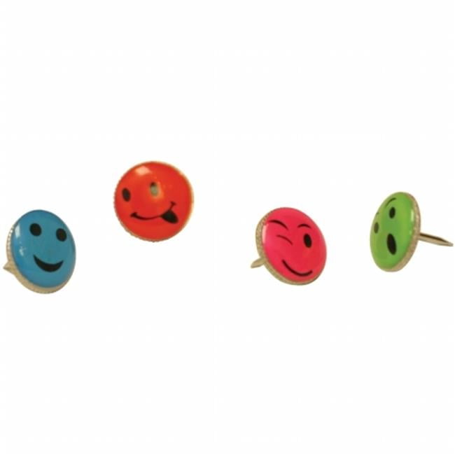 Baumgartens Smiley Face Smiley Face Pushpins 16 Pack ASSORTED Colors ...
