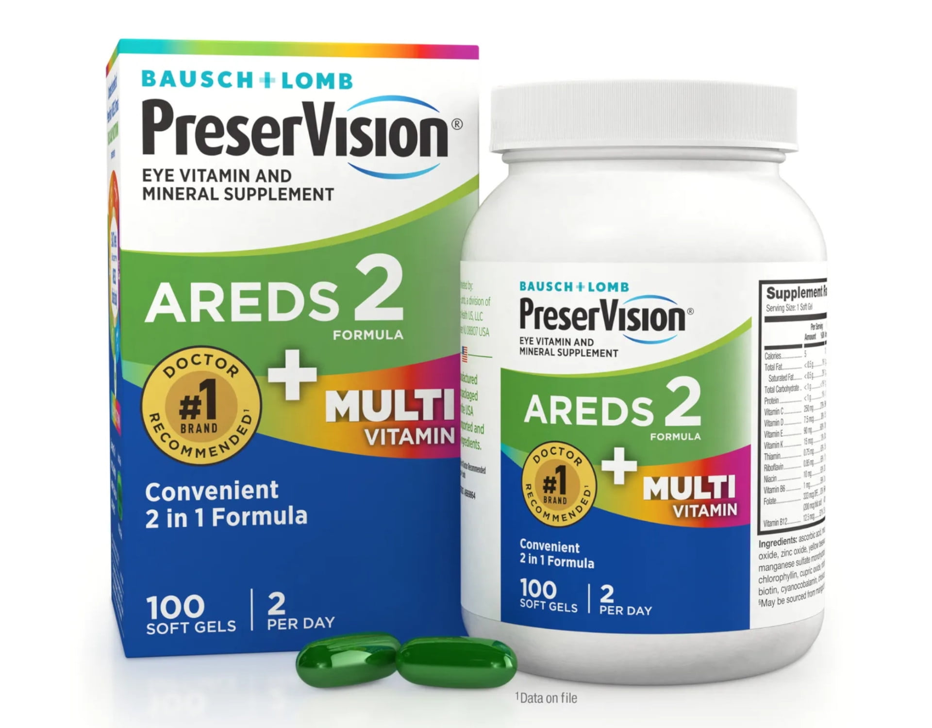 Bausch & Lomb Preservision Areds 2, Multivitamin Eye Care, 100 Soft ...
