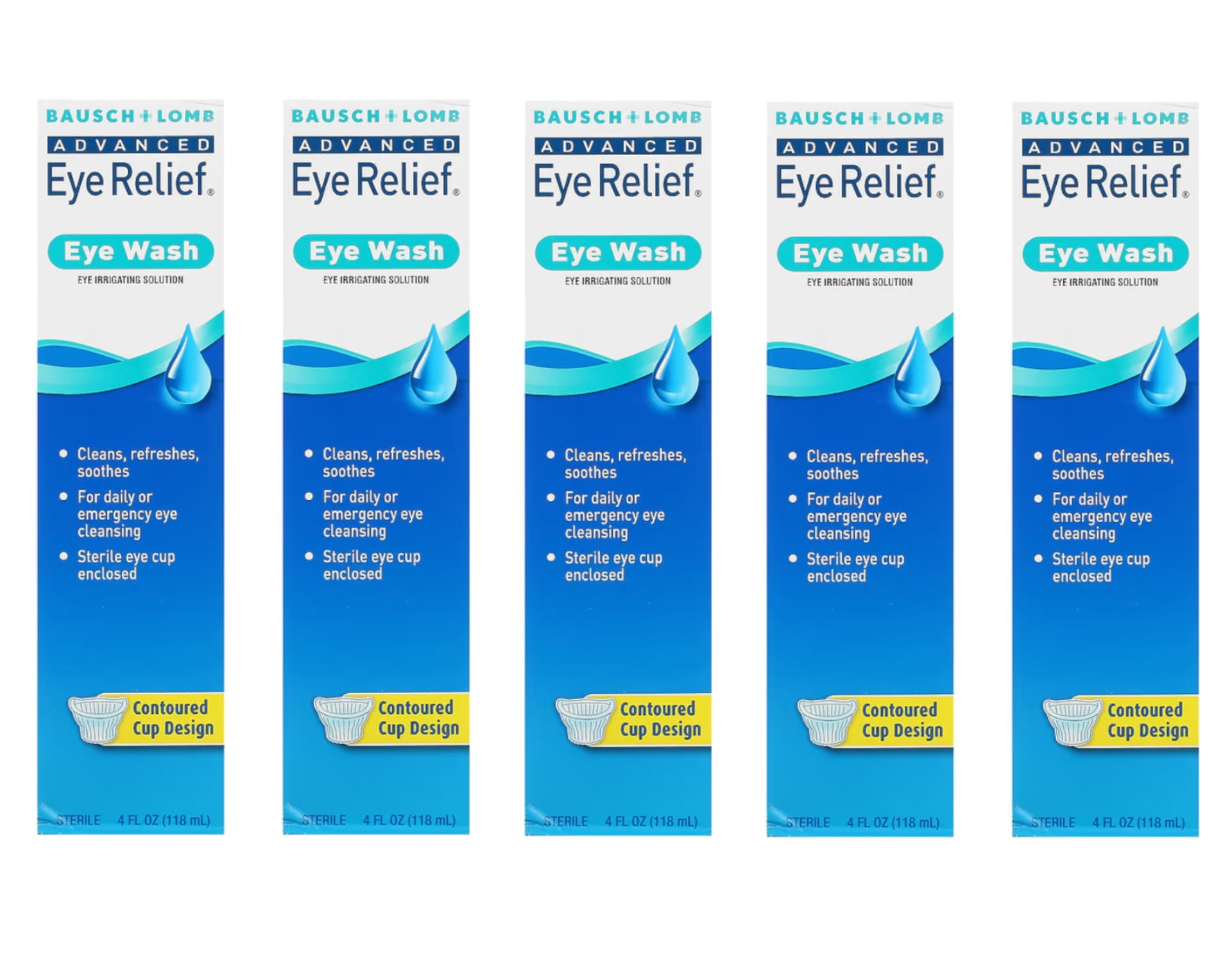 Bausch & Lomb Advanced Irrigating Solution Eye Relief Eye Wash, 4Oz, 5 ...