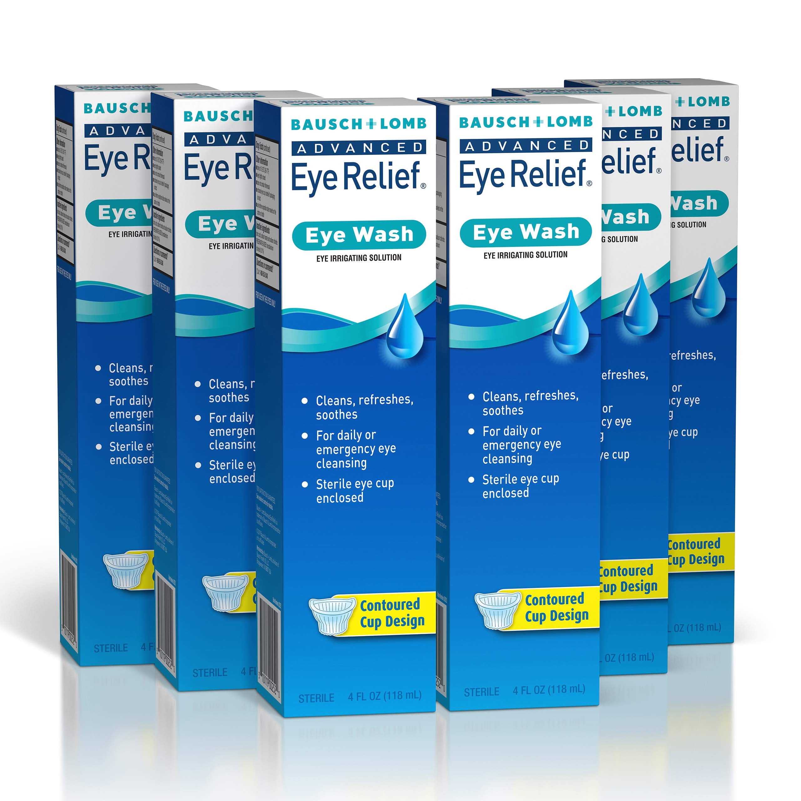 Bausch + Lomb Advanced Eye Relief Eye Wash, Sterile Eye Cup Enclosed, 4 ...
