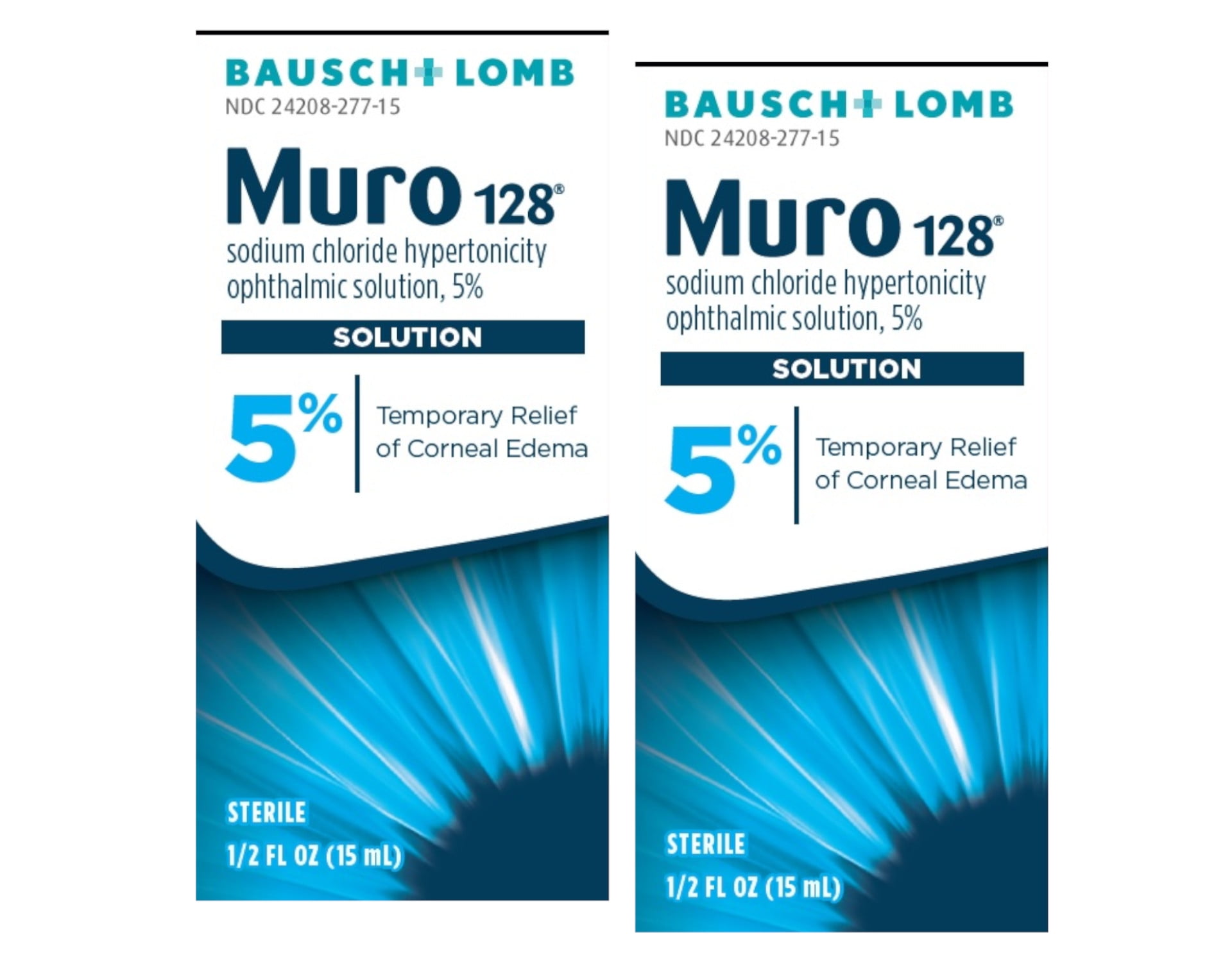 Bausch + Lomb Muro 128 Sodium Chloride Hypertonicity Ophthalmic Solution, 5% 15 ml - 2 Pack ...