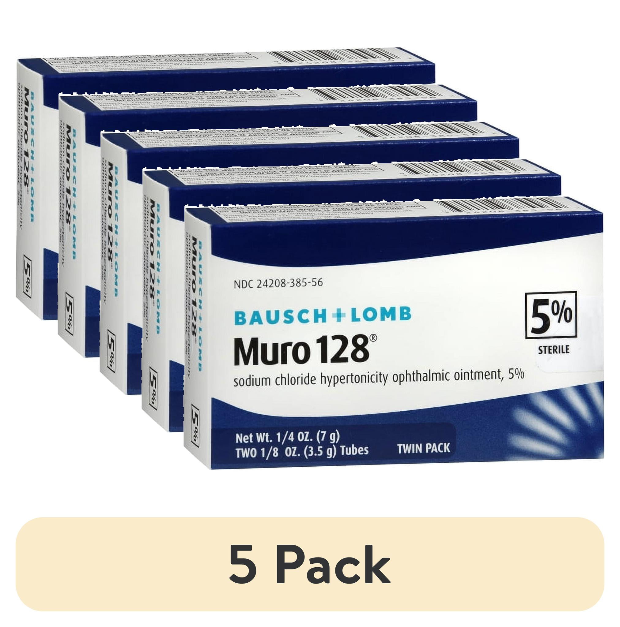 (5 pack) Bausch & Lomb Muro 128 Sodium Chloride Ointment 5% Twin Pack 1 ...