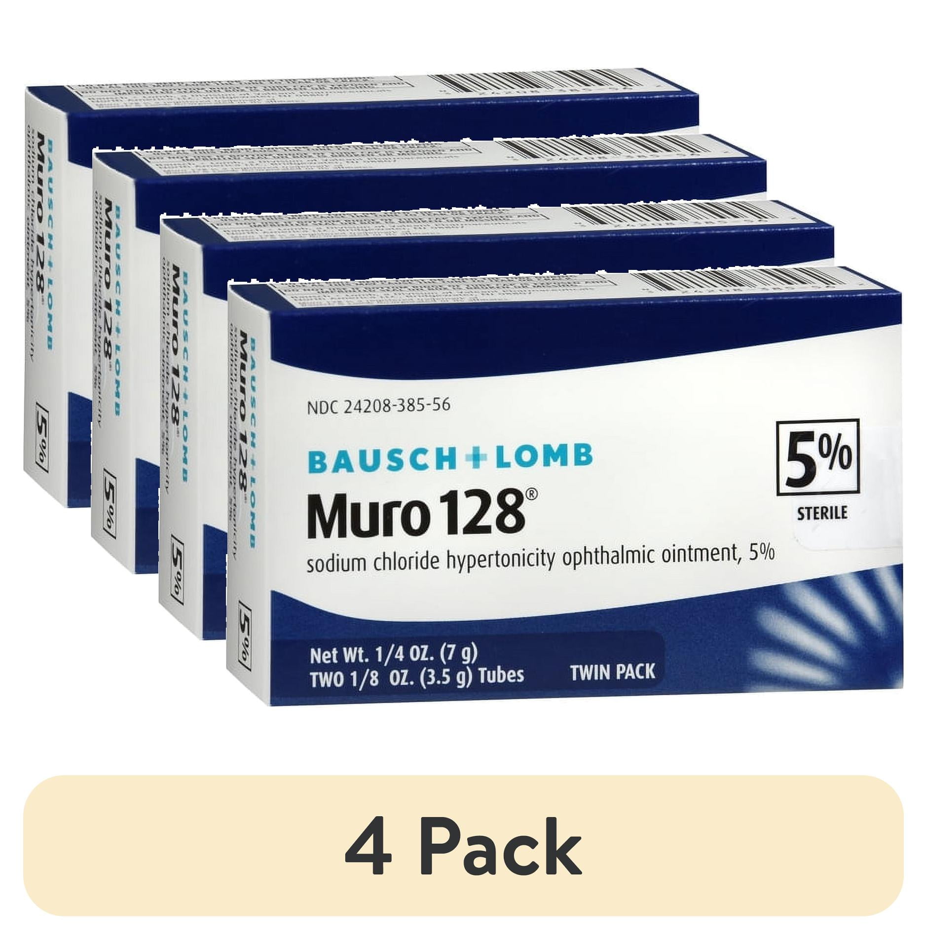 (4 pack) Bausch & Lomb Muro 128 Sodium Chloride Ointment 5% Twin Pack 1 ...