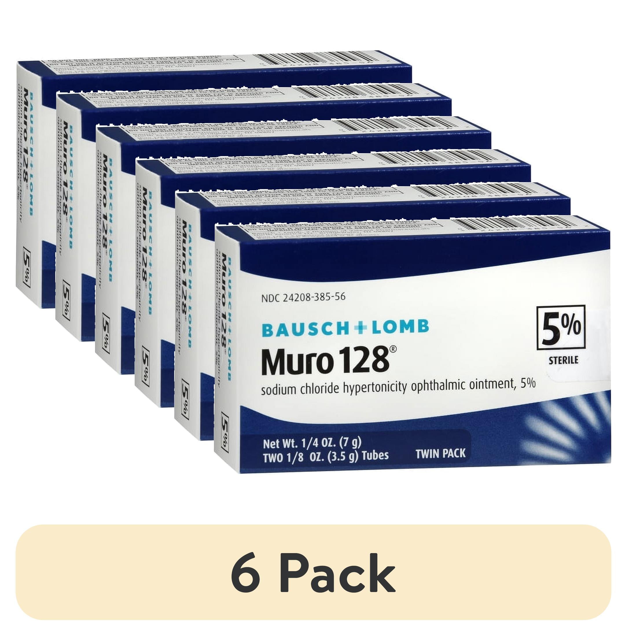 (6 pack) Bausch & Lomb Muro 128 Sodium Chloride Ointment 5% Twin Pack 1 ...