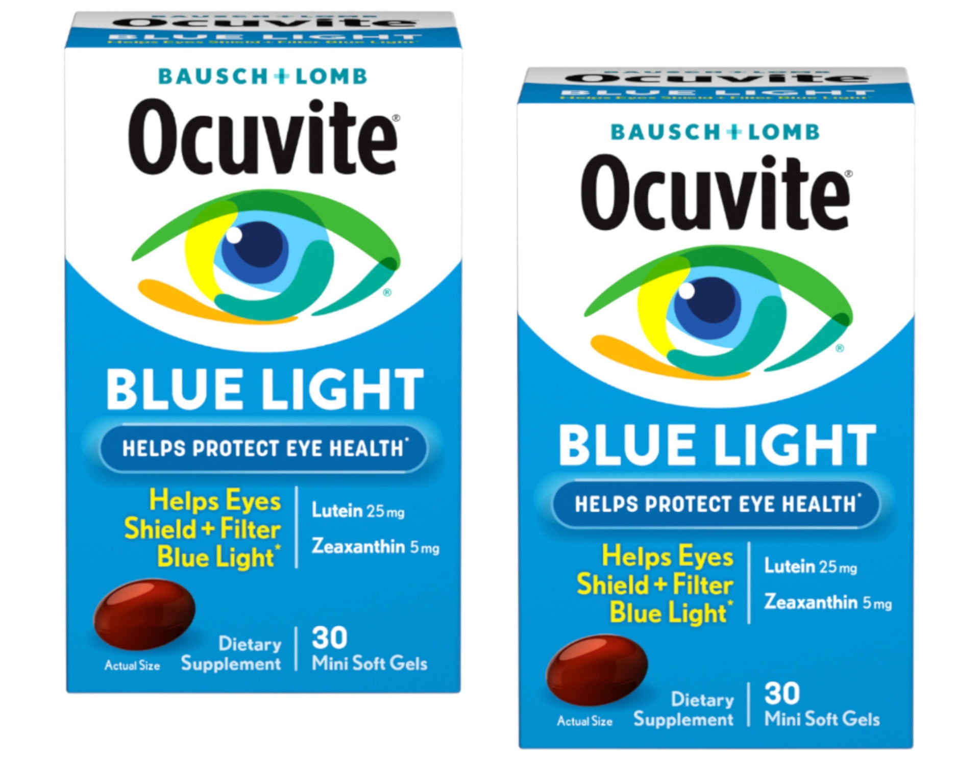 Bausch + Lomb Ocuvite Blue Light Supplements, 25 mg Lutein, 30 Soft ...
