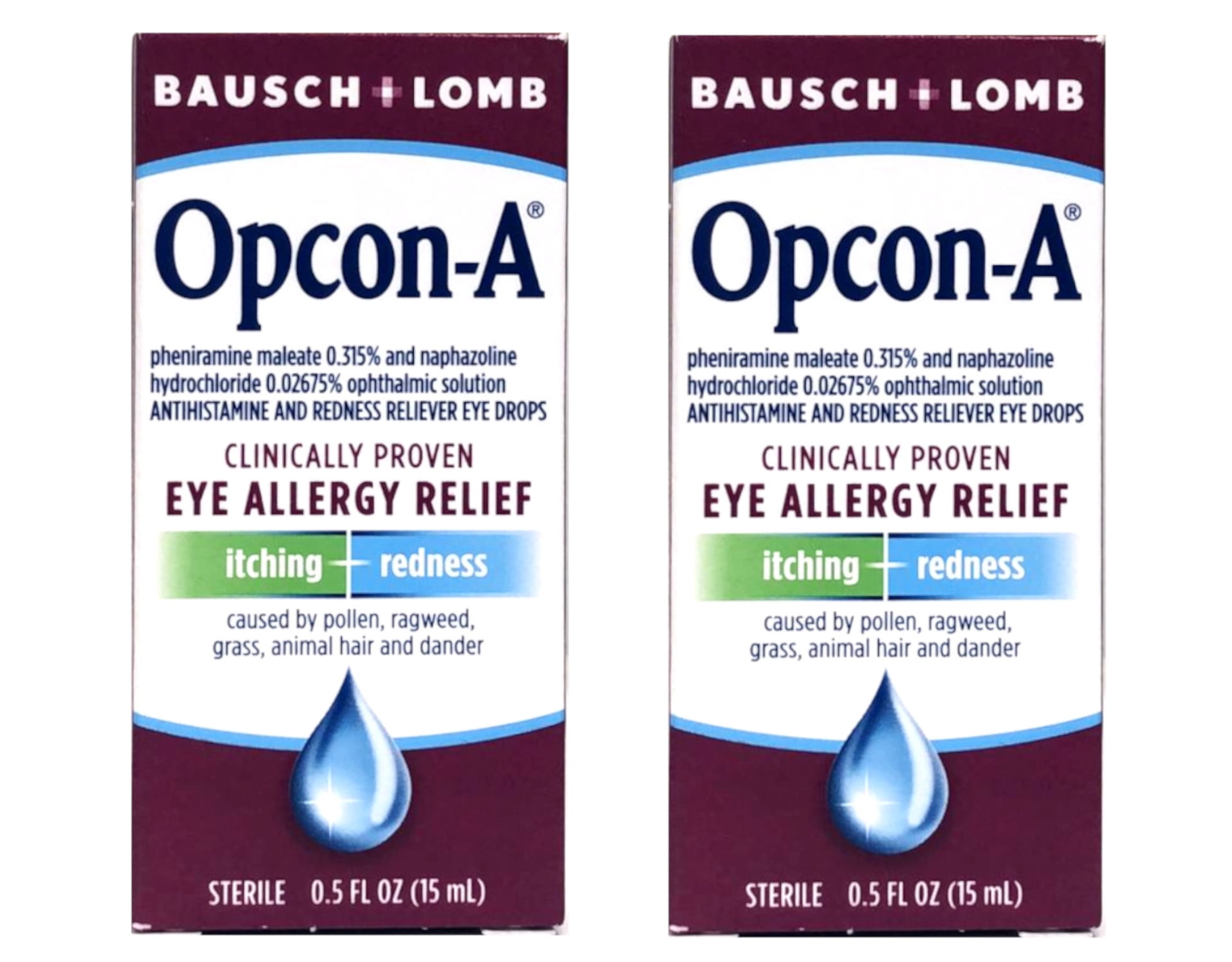 Bausch & Lomb Opcon-A Eye Drops, Allergy Relief, Redness & Itching ...