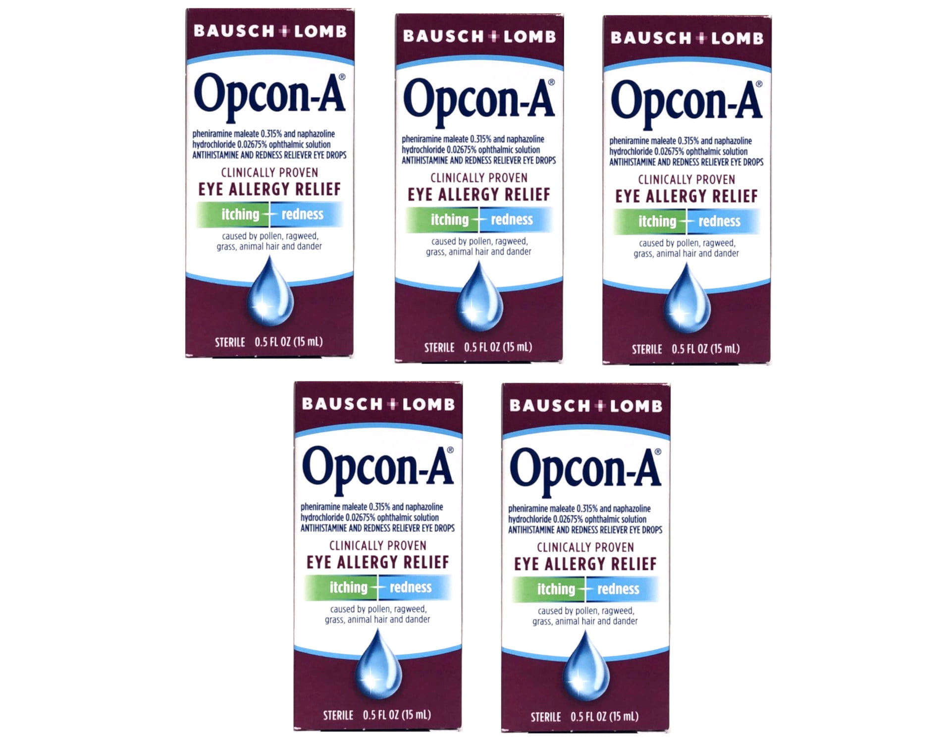 Bausch & Lomb Opcon Allergy Relief Eye Drop Redness Reliever, 0.5oz ...