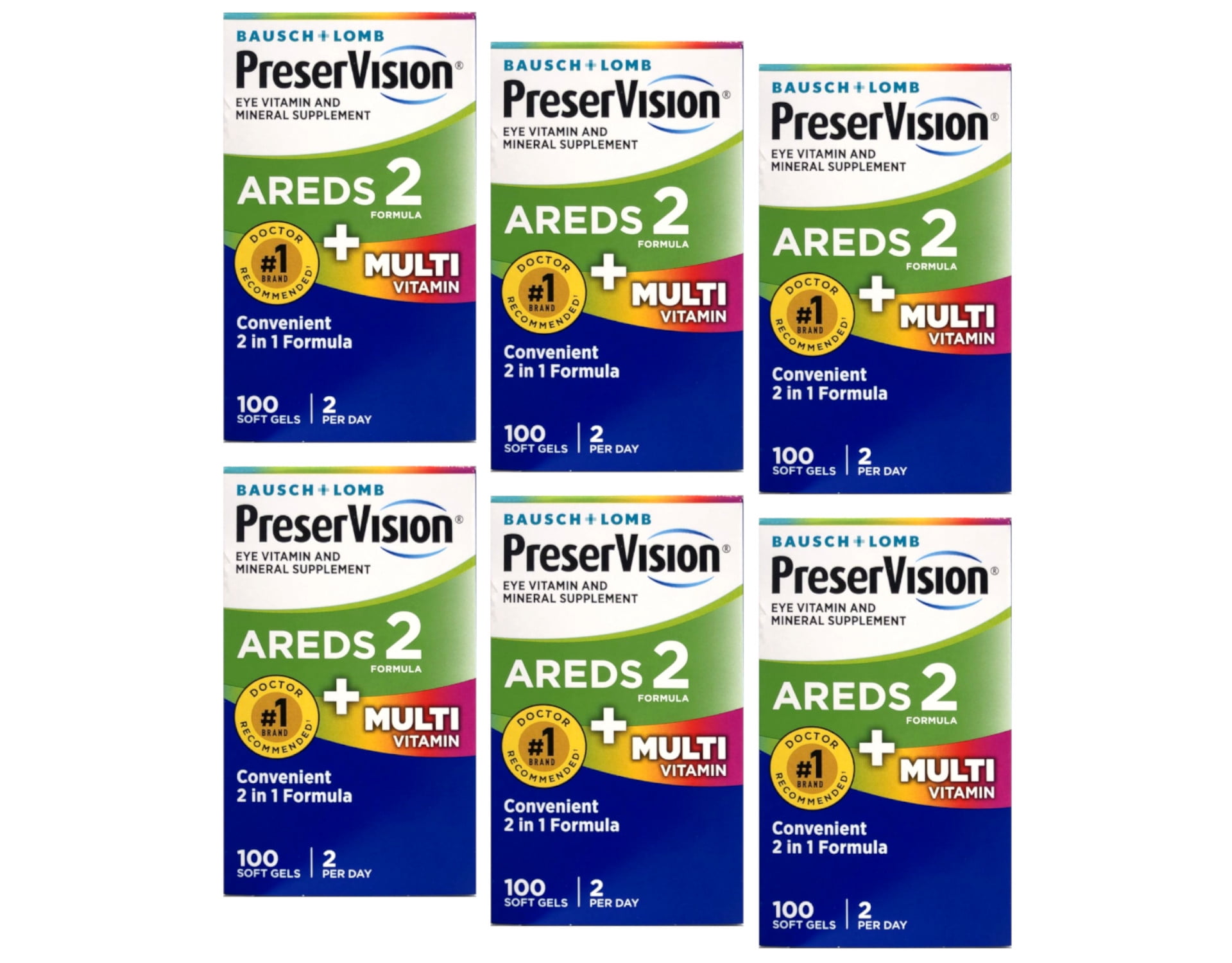 Bausch & Lomb PreserVision AREDS 2 + Multivitamin Softgels 100 ea (Pack of 6) - Walmart.com