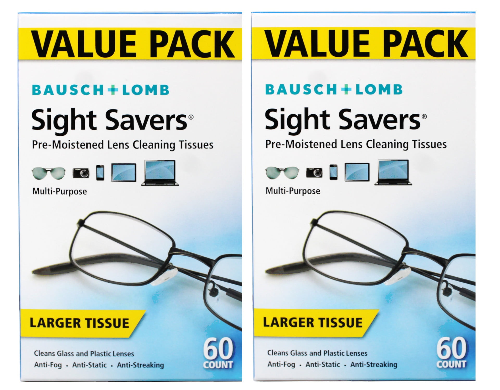 Bausch & Lomb Sight Savers Pre-Moistened Lens Cleaning Tissues, Anti-Fog, Anti-Static, Anti ...