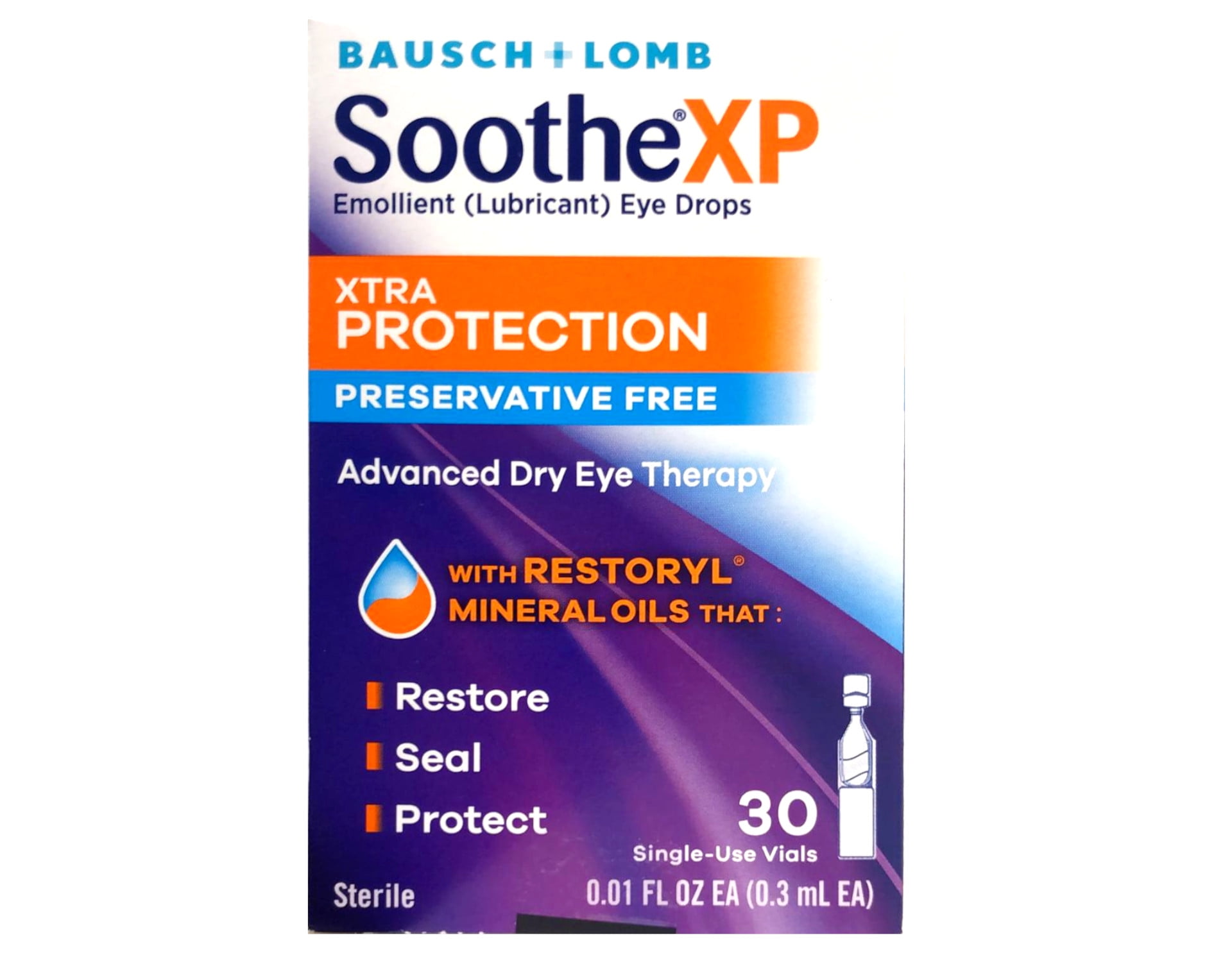Bausch + Lomb Soothe XP 30-Count Preservative Free Lubricant Eye Drops ...