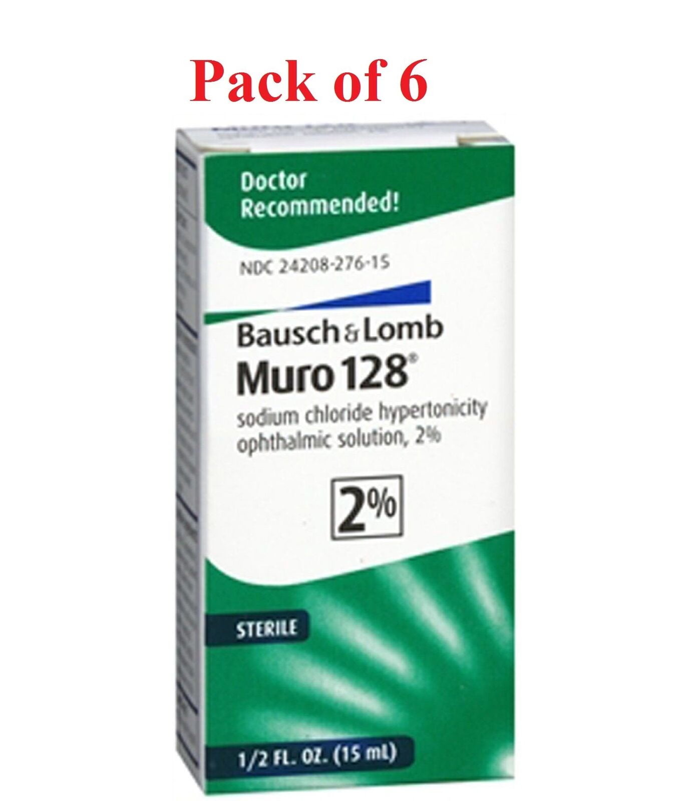 Baush & Lomb Muro 128 Sodium Chloride Opthalmic Solution 2%, 0.5 oz, 6 ...