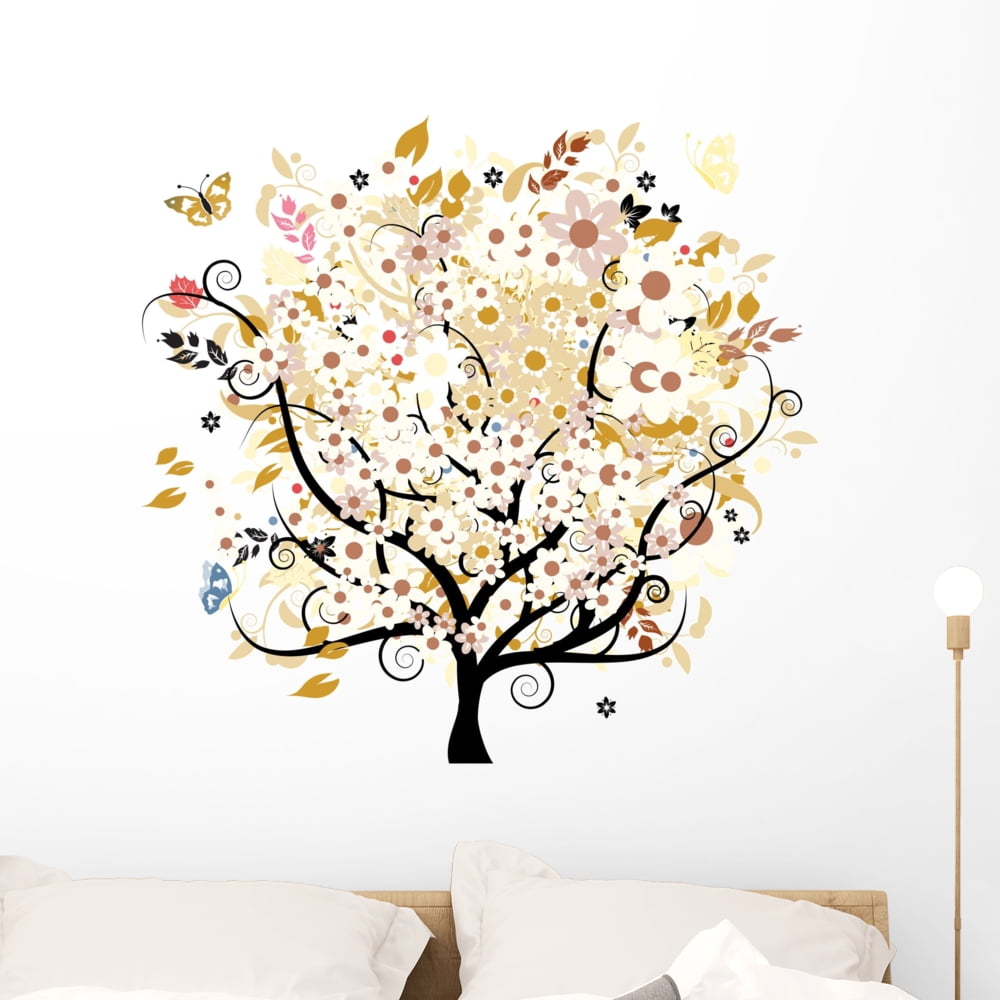 Bautiful Floral Tree Wall Decal Sticker, Wallmonkeys Peel & Stick Vinyl ...