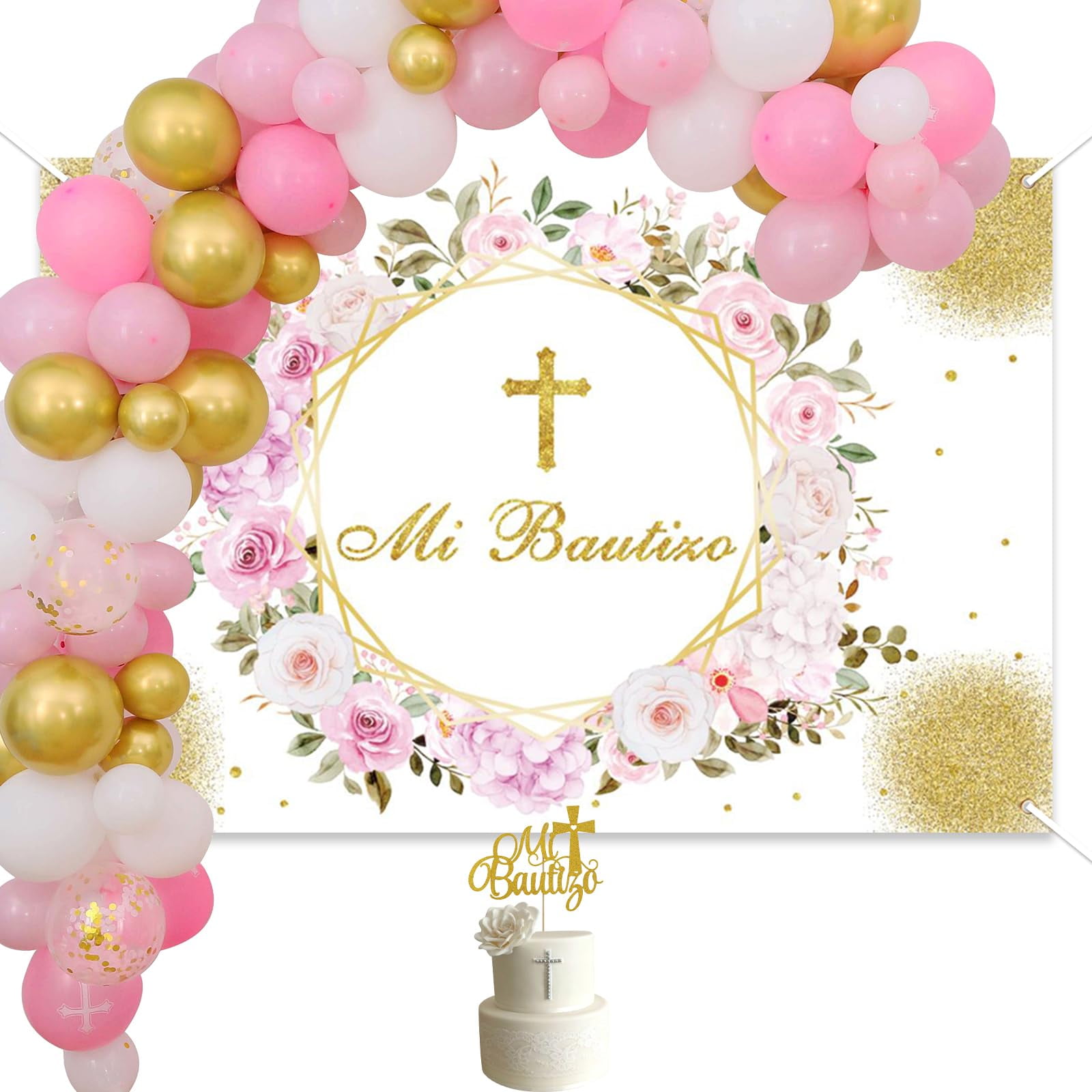 Bautizo Decorations Set Baptism Party Supplies with Bautizo Backdrop ...