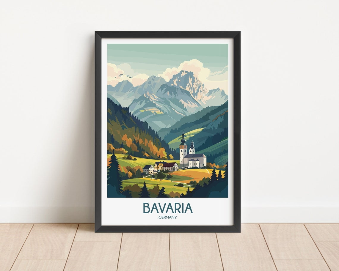 Bavaria Poster Germany Scenic Alpine Travel Wall Art Decor, Unframed ...