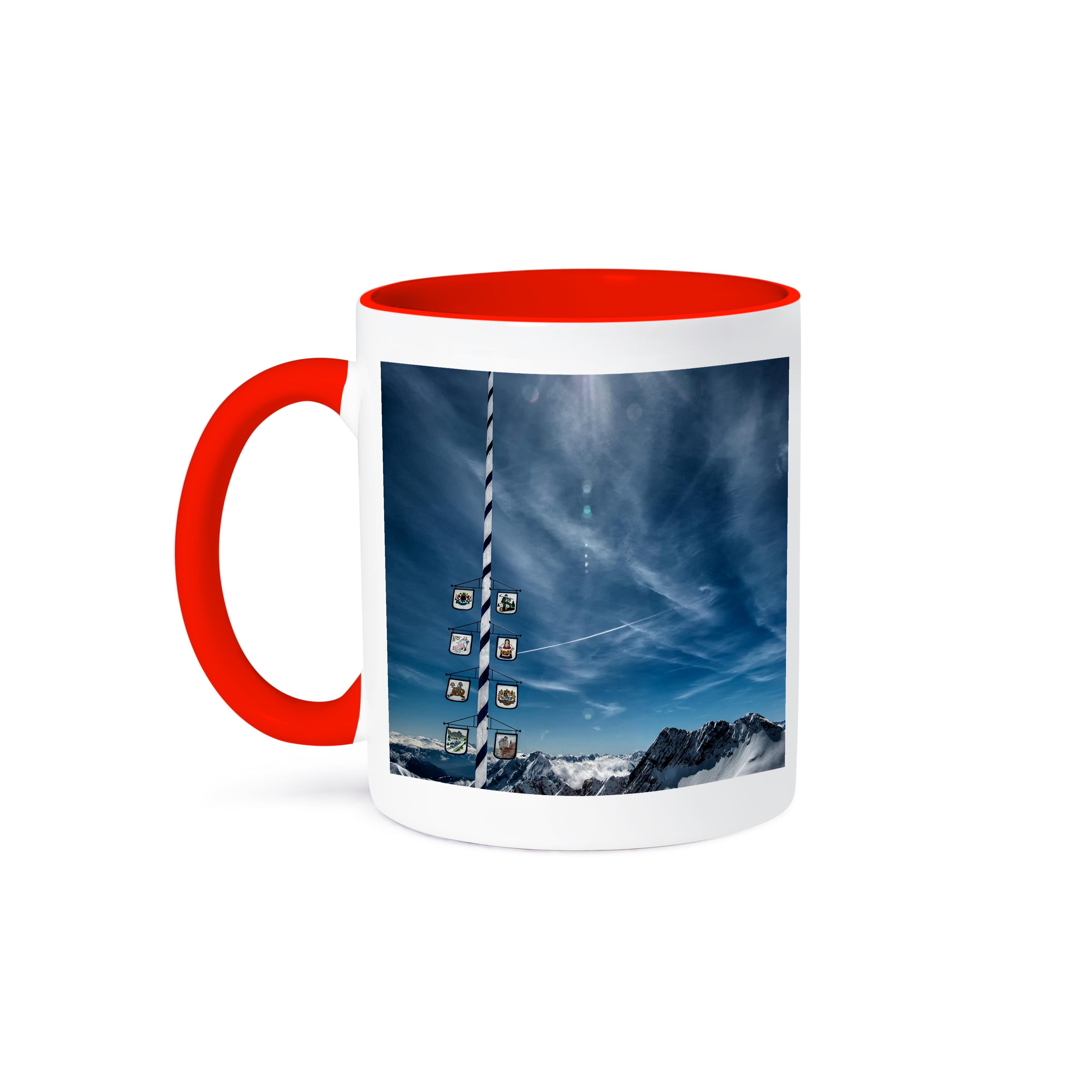 Bavarian Alps, Zugspitze, Germany And Maypole In Winter Vertical, 11oz ...