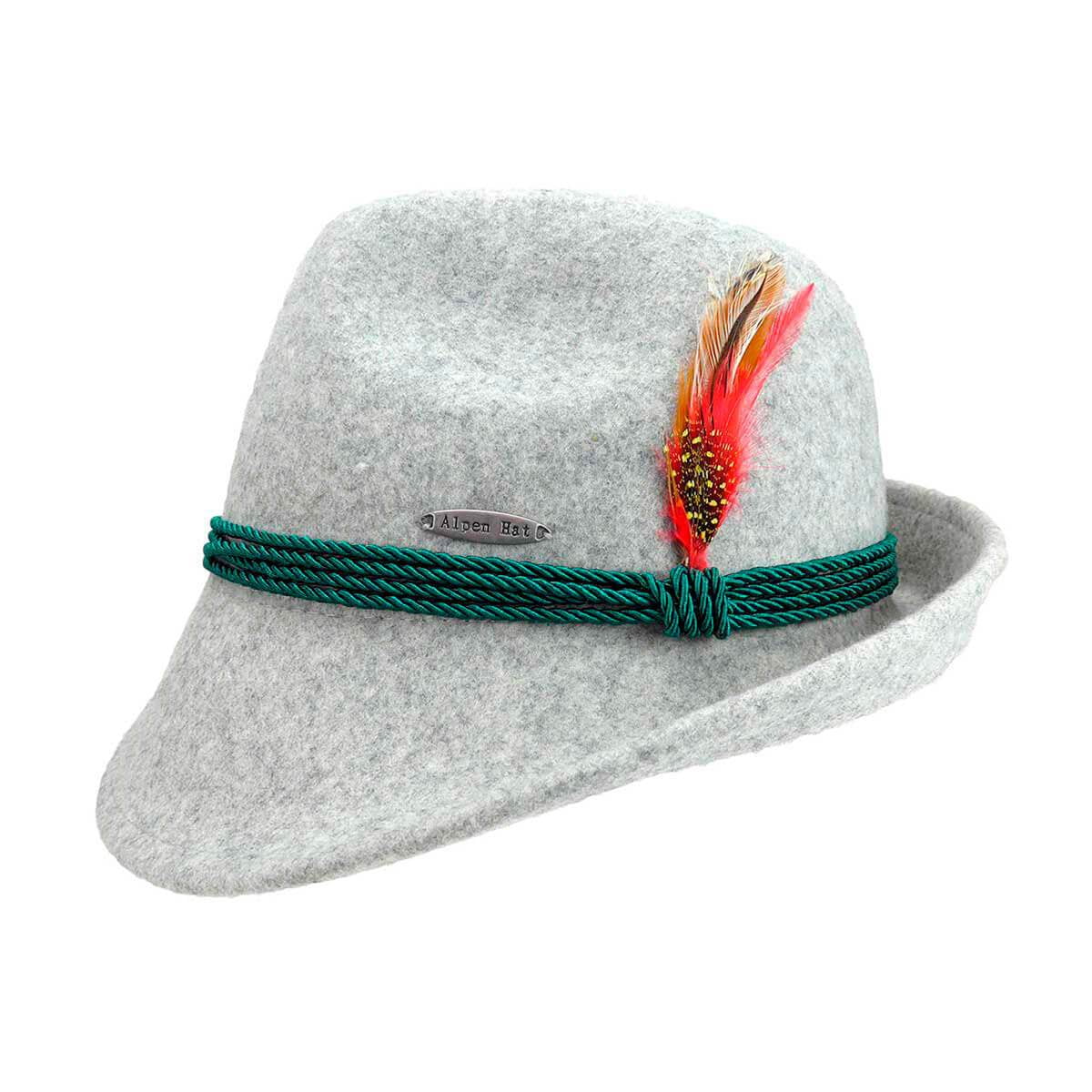 Bavarian German Alpine Wool Gray Hat with Feather & Edelweiss Hat ...