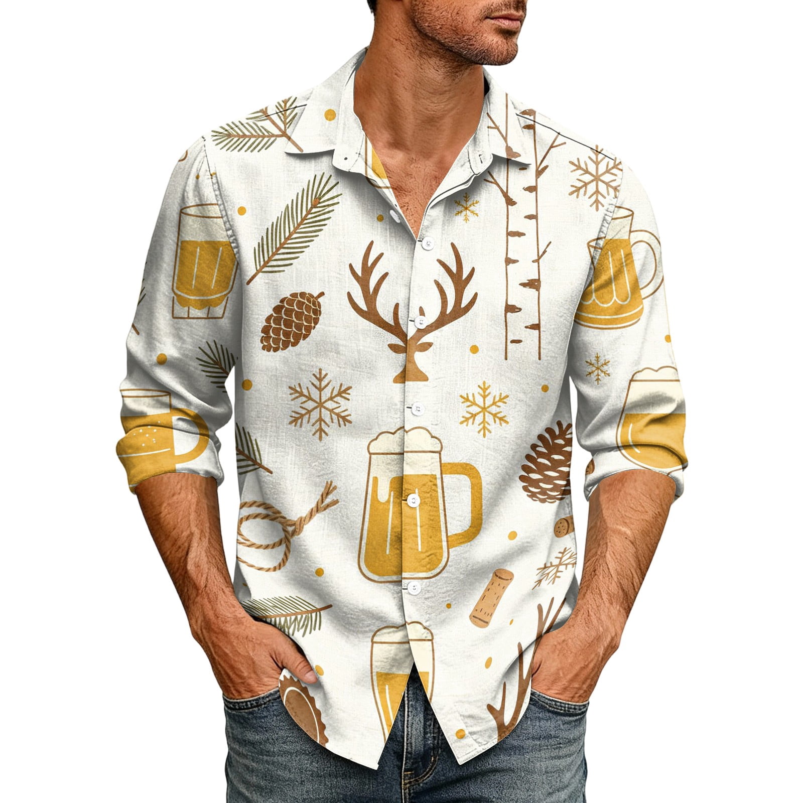 Bavarian German Oktoberfest Themed Long Sleeve Shirt, Mens Beer ...