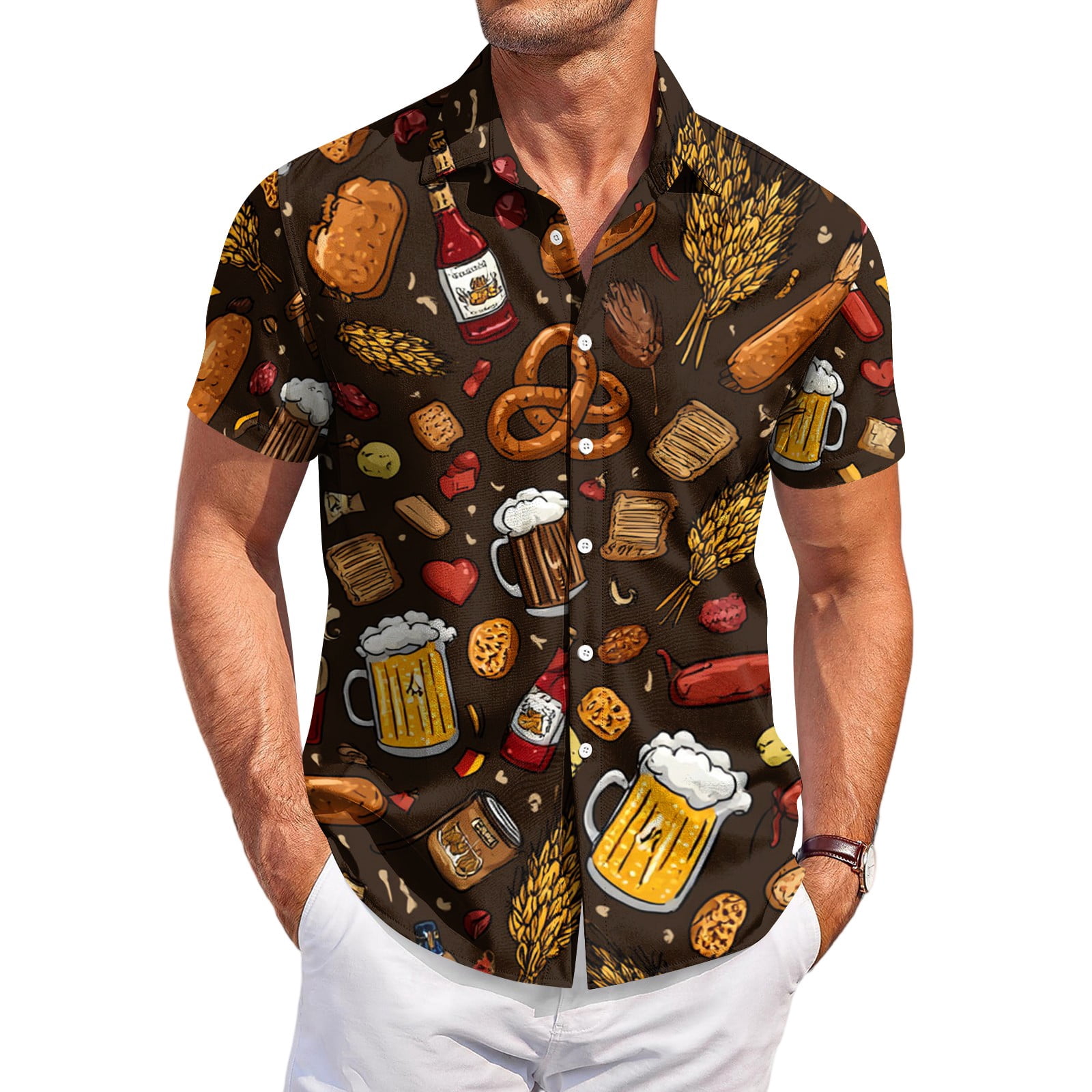 Bavarian German Oktoberfest Themed Short Sleeve Shirt, Mens Beer ...