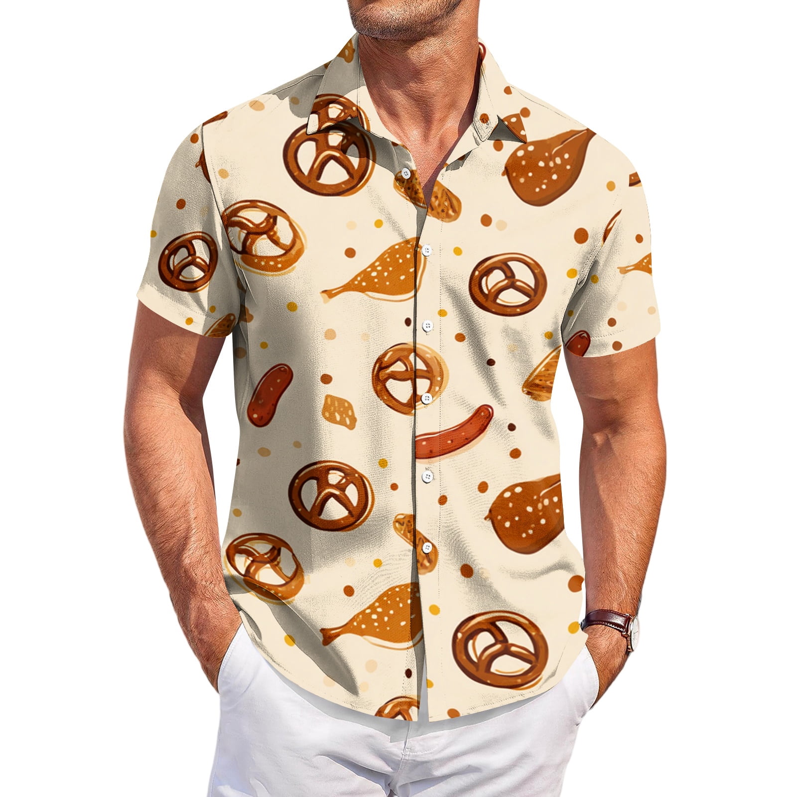 Bavarian German Oktoberfest Themed Short Sleeve Shirt, Mens Casual Beer ...