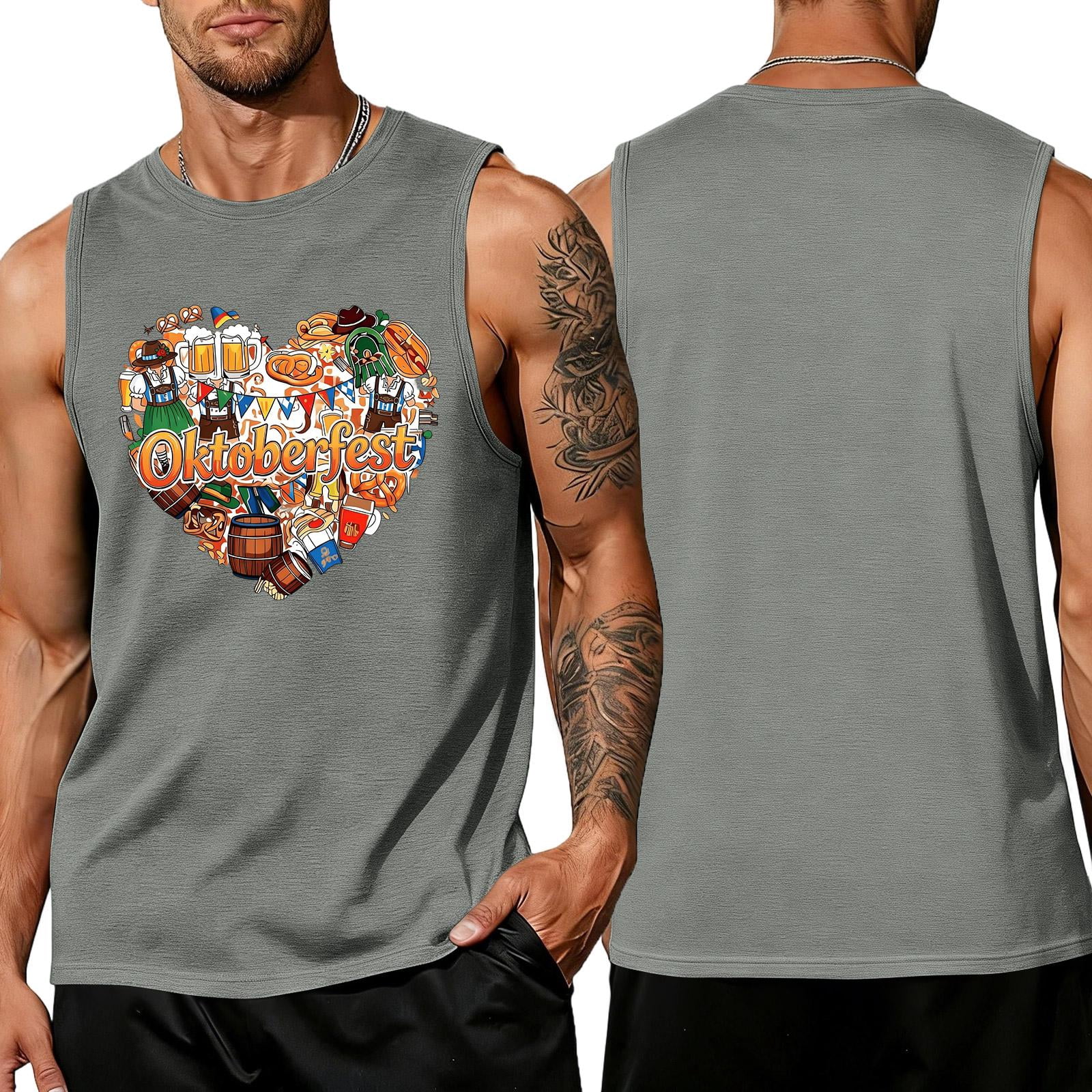 Bavarian German Oktoberfest Themed Tank Top, Men Beer Festival Print ...