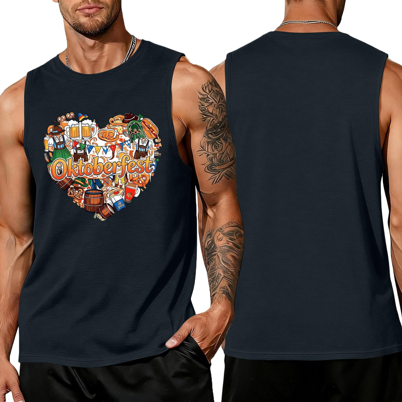 Bavarian German Oktoberfest Themed Tank Top, Men Beer Festival Print ...
