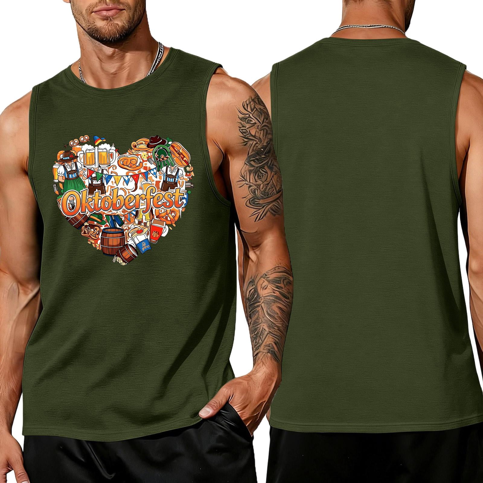 Bavarian German Oktoberfest Themed Tank Top, Men Beer Festival Print ...