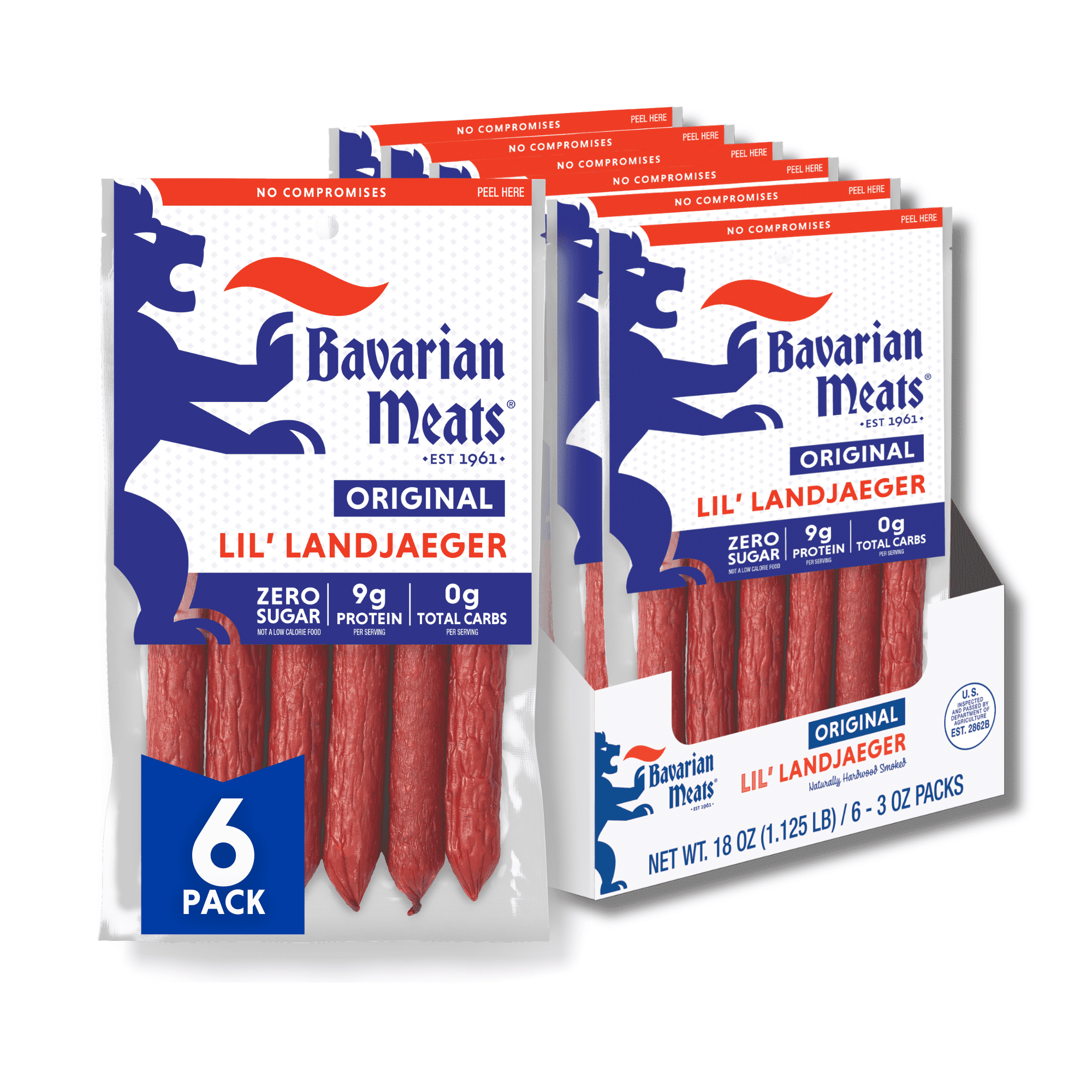 Bavarian Meats Lil' Landjaegers Meat Sticks, Smoked Sausage Protein ...