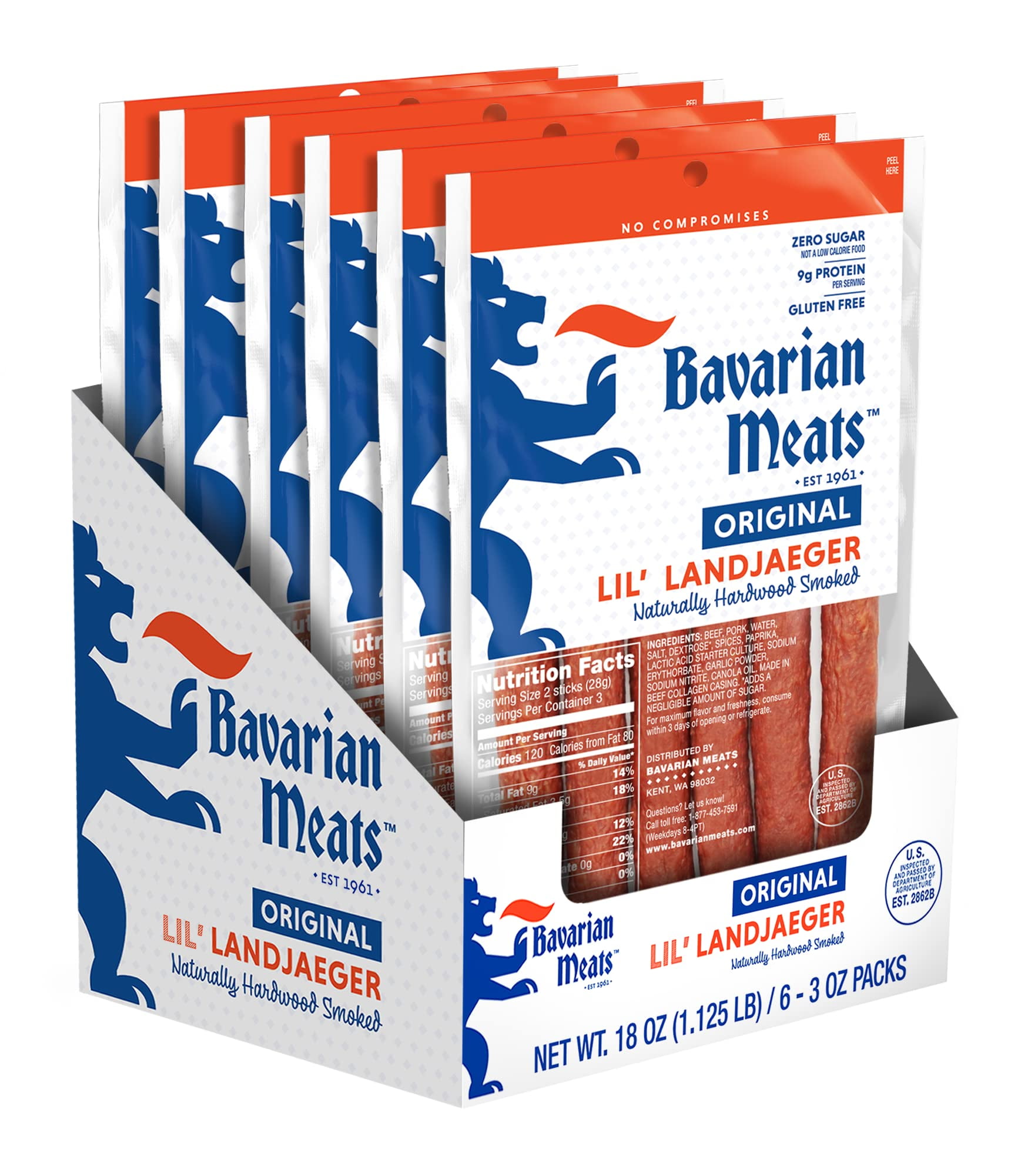 Bavarian Meats Lil' Landjaeger JB28 German Style Smoked Sausage Snack ...