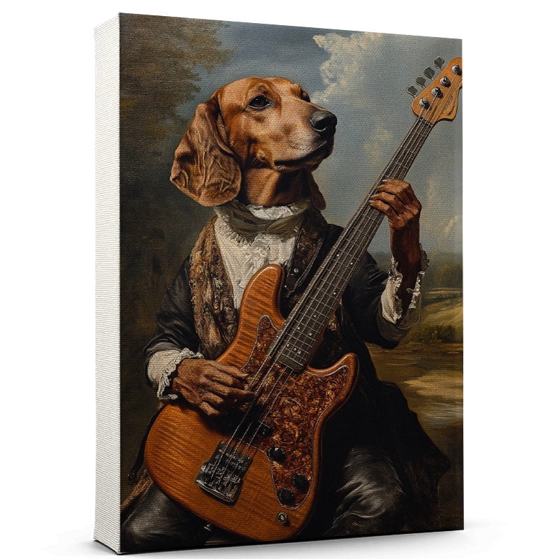 Bavarian Mountain Scent Hound Cute Dog Bass Guitar Stretched Canvas ...