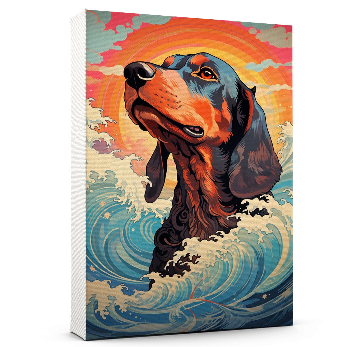Bavarian Mountain Scent Hound Dog With Great Wave Japanese Wall Art ...