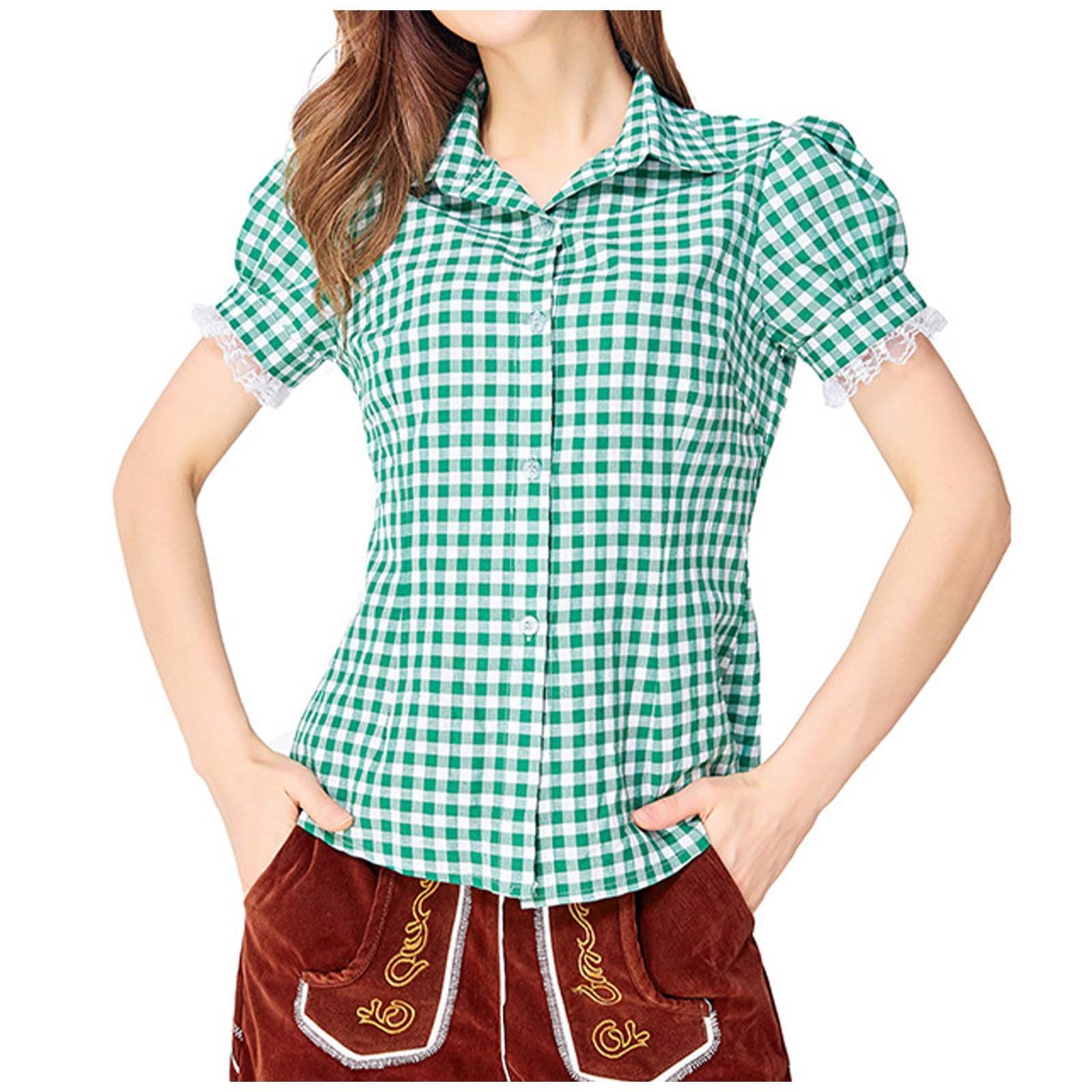Bavarian Style Women's Oktoberfest Traditional German Checkered ...