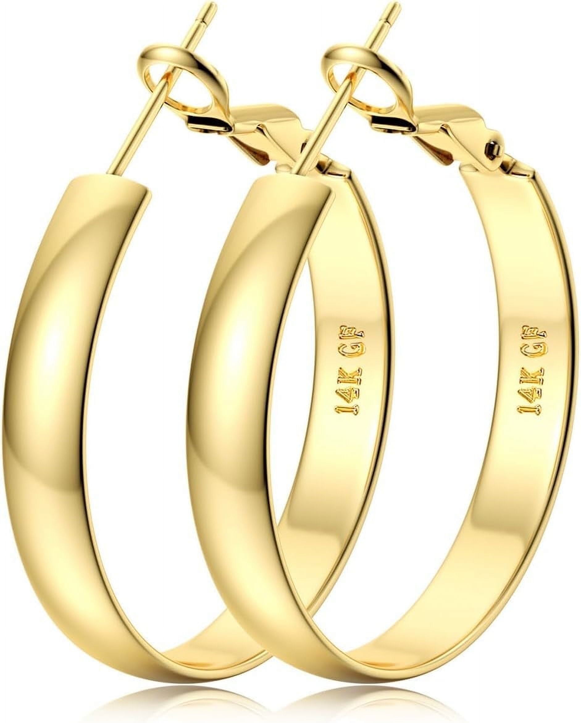 Bavsenic 14K Gold Hoop Earrings, Gold Filled, Hypoallergenic, Medium to ...