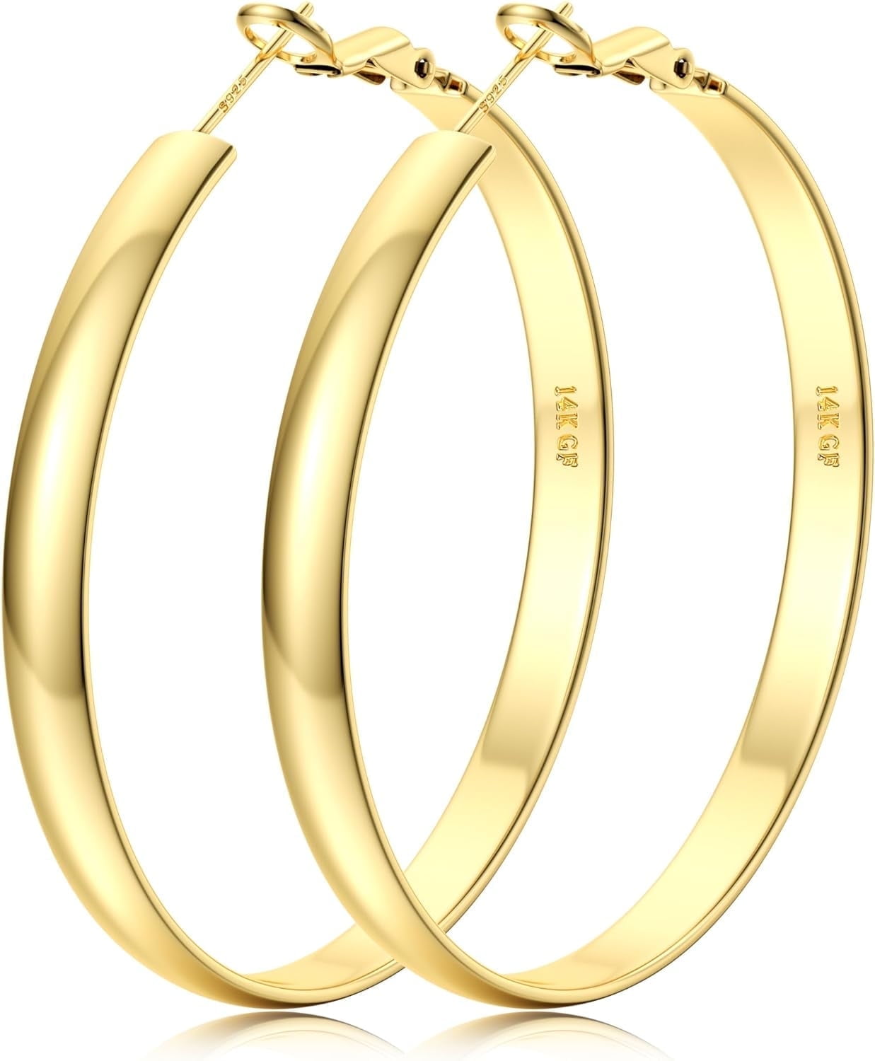 Bavsenic 14K Gold Hoop Earrings for Women, Large and Medium Sizes, 50mm ...