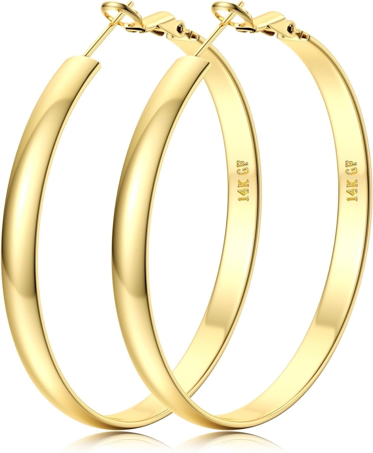 Bavsenic 14K Gold Hoop Earrings, Hypoallergenic, 50mm, 60mm, 70mm ...