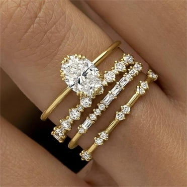 PAVOI 14K Yellow Gold Plated Rings Cubic Zirconia Love Ring | 3mm ...