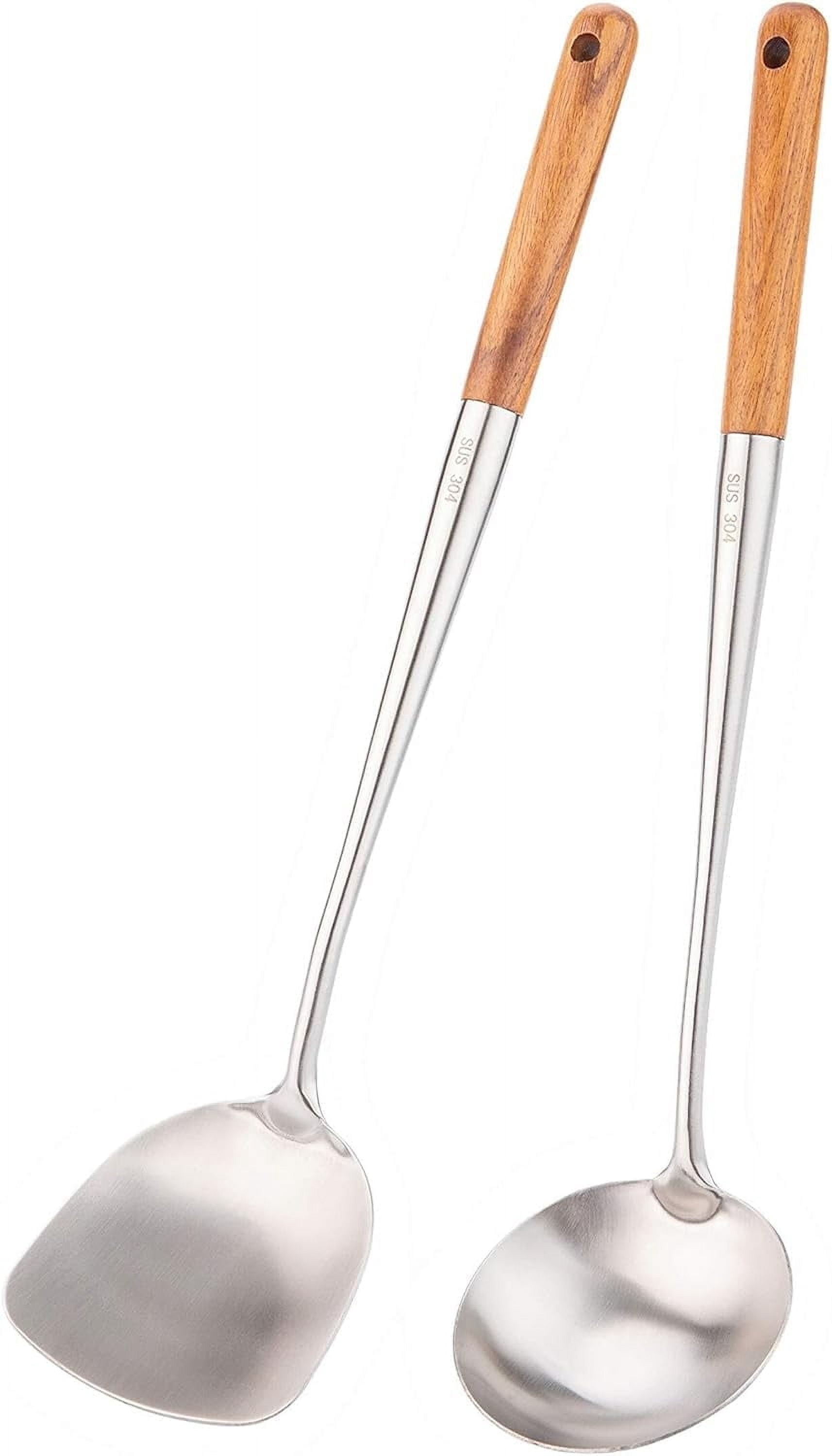 Baweave 304 Stainless Steel Kitchen Utensils Set (Walnut Handle - 3 ...