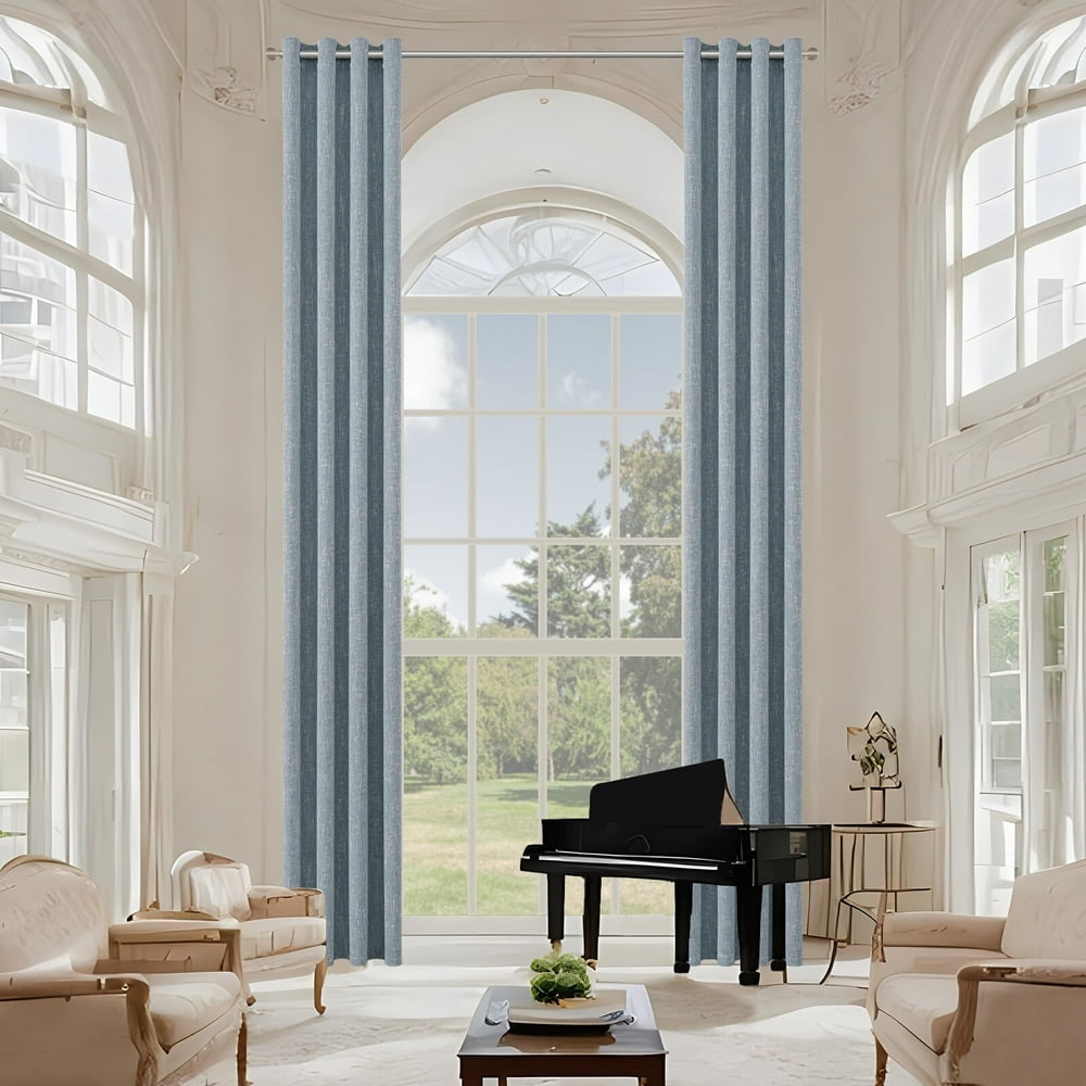 Baweave Burlap Linen Farmhouse Curtains 84 inch Length 2 Panels for ...