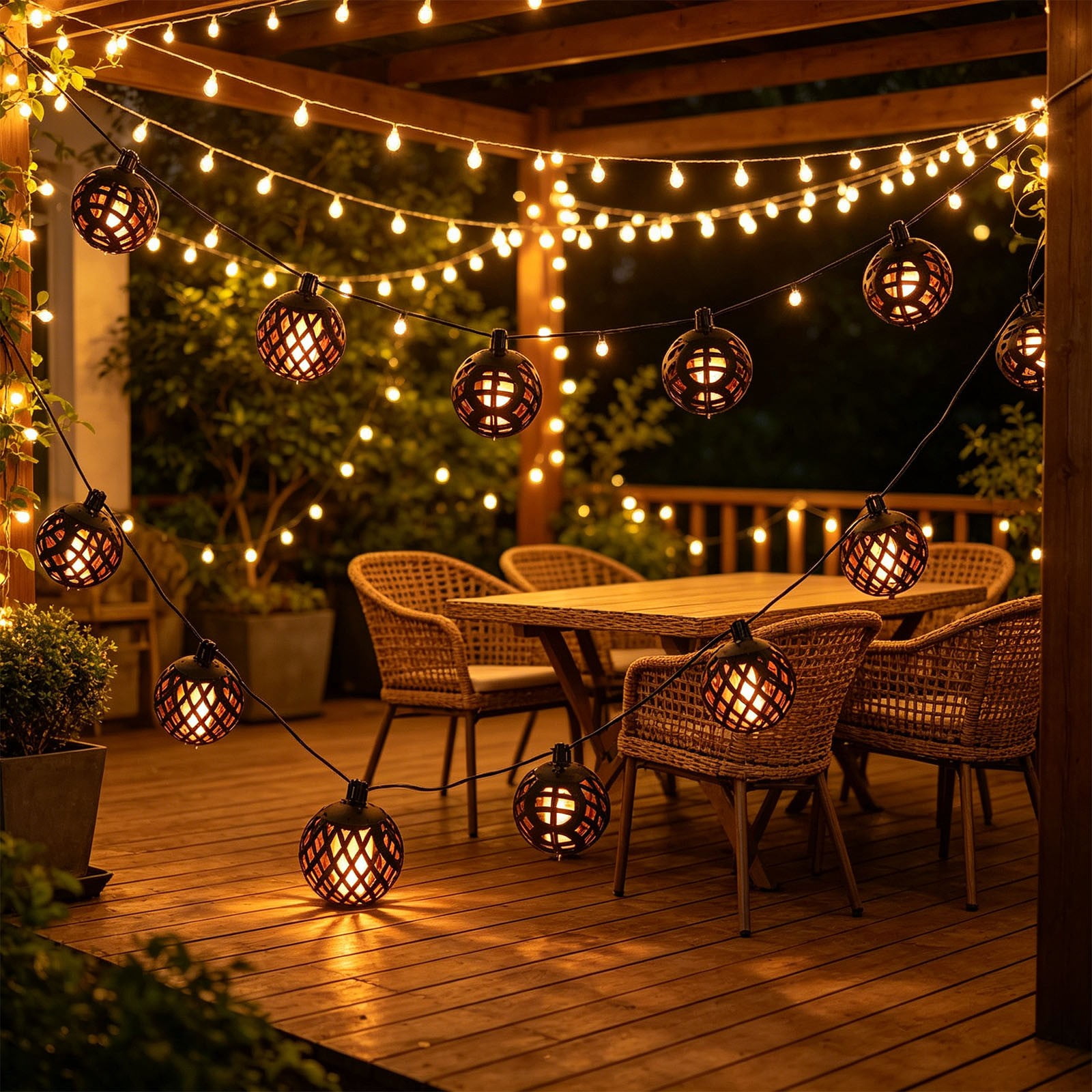 Bawilom Solar Flame Hanging String Lights Outdoor Indoor Decoration ...