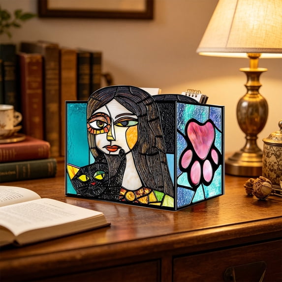 Bawilom Stained Glass Style DualCompartment Pen HolderAssorted Patterns ...