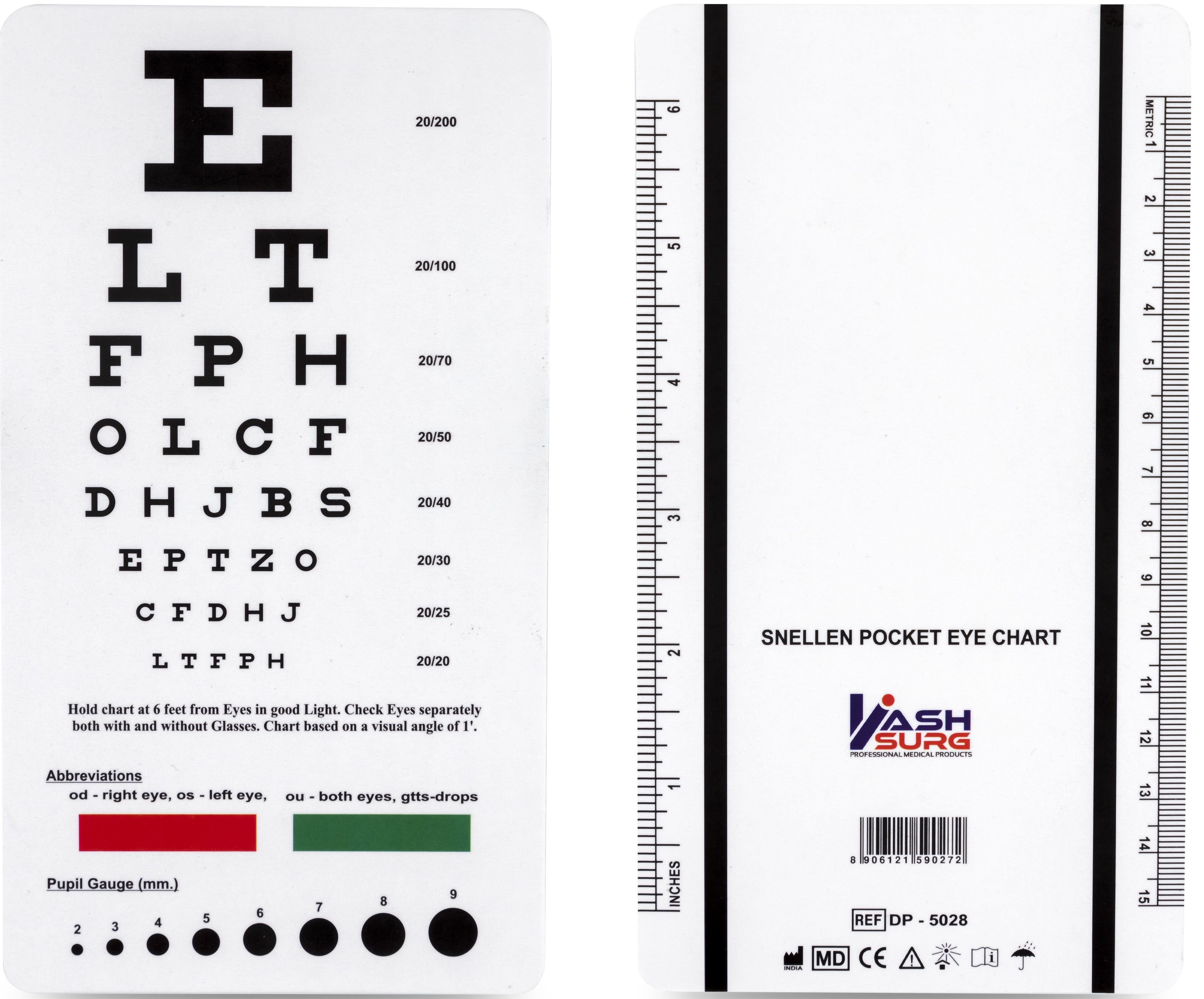 Bawsh Snellen Pocket Eye Chart - Walmart.com