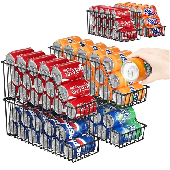 Baxikayon 4-Tier Stackable Can Rack Organizer, Extended Bottom Pantry ...