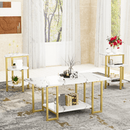 Zimtown 47.2" Modern Coffee Table with LED Light & Large Open Storage ...
