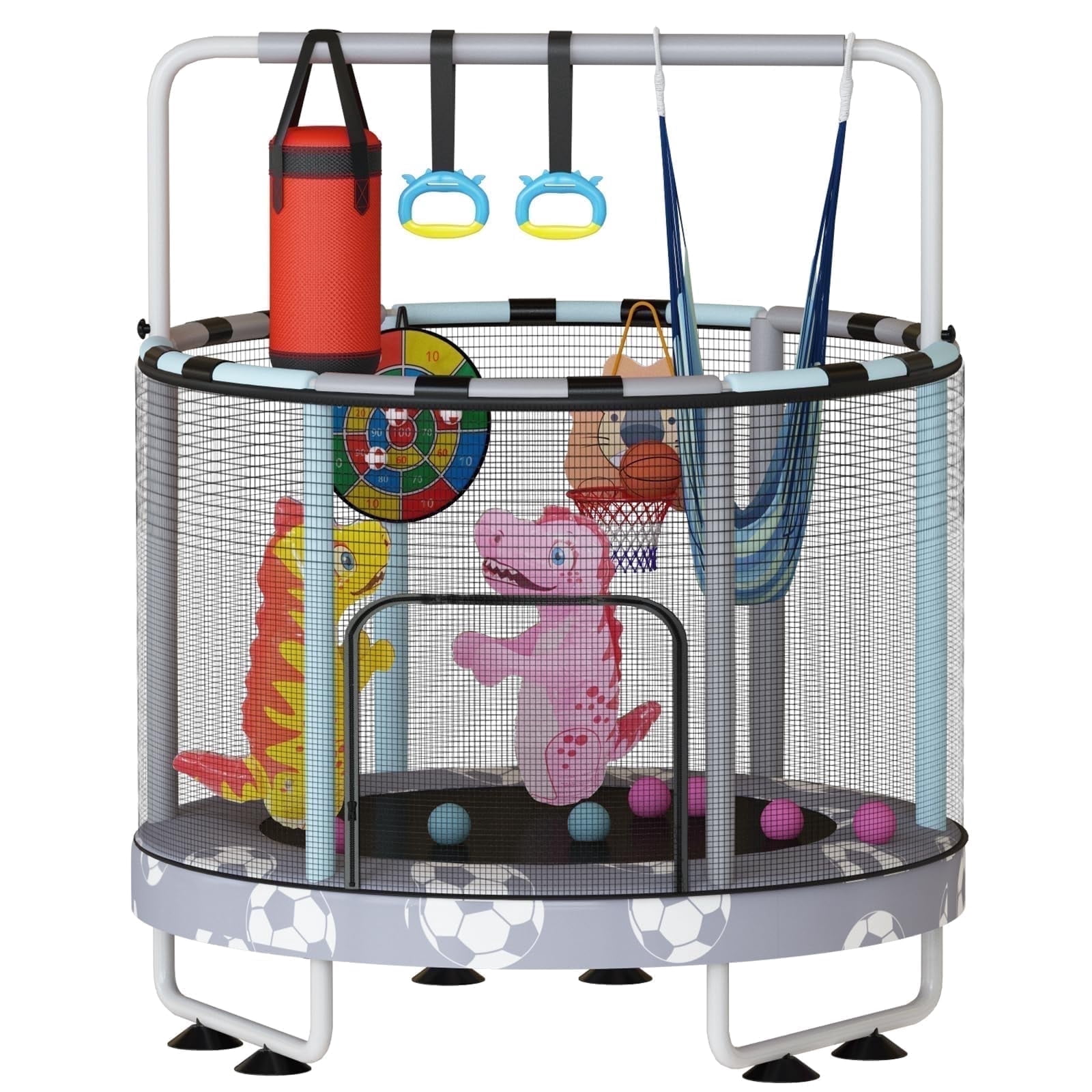 baxluxe 55 inch 7-in-1 Kids Trampoline, Adjustable Height, 500lbs ...