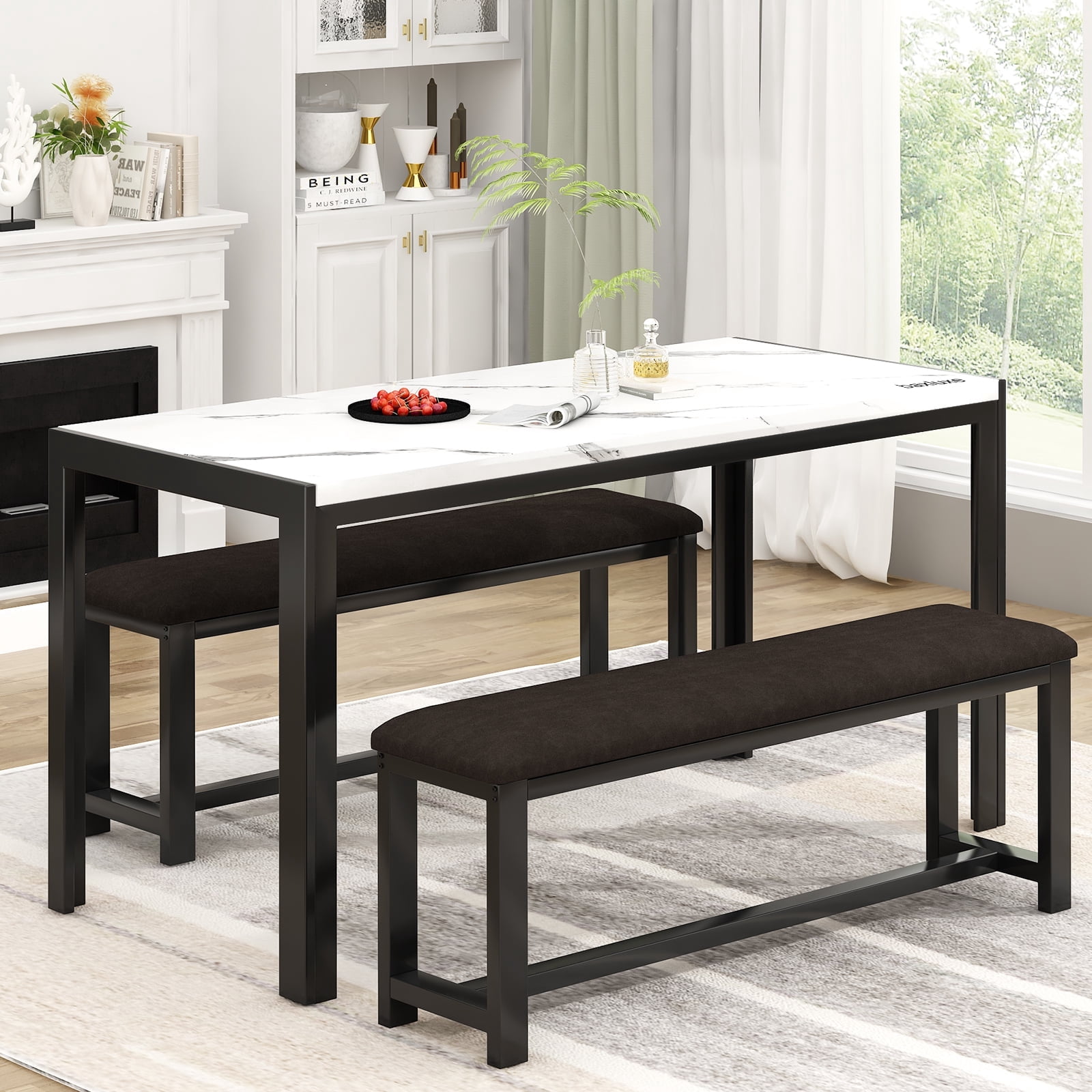 Baxluxe Breakfast Nook Table Set,Coffee Table with Bench for 4-6 People ...